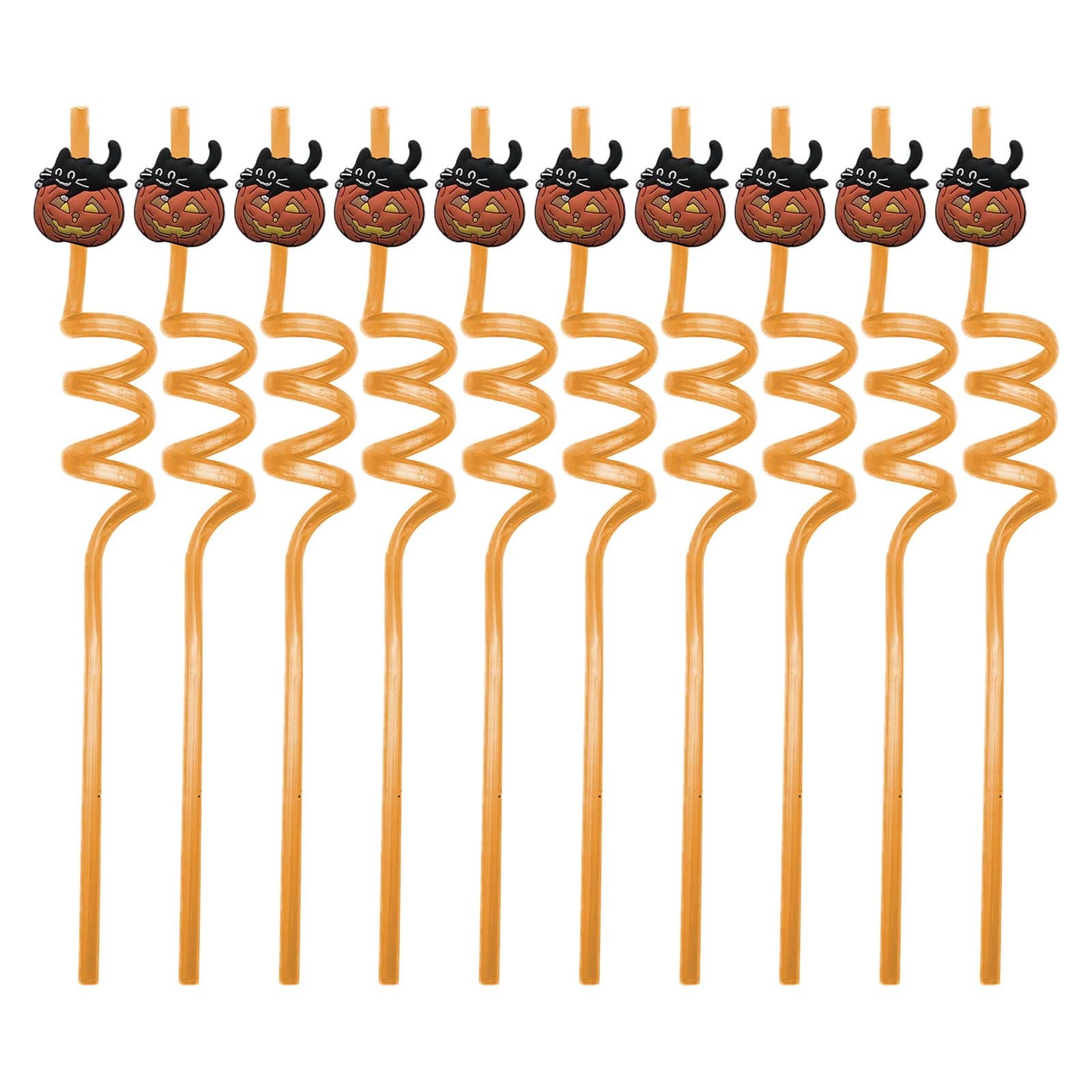 XIAOLE 10 Pieces Halloween Straws, Reusable Halloween Plastic Crazy ...