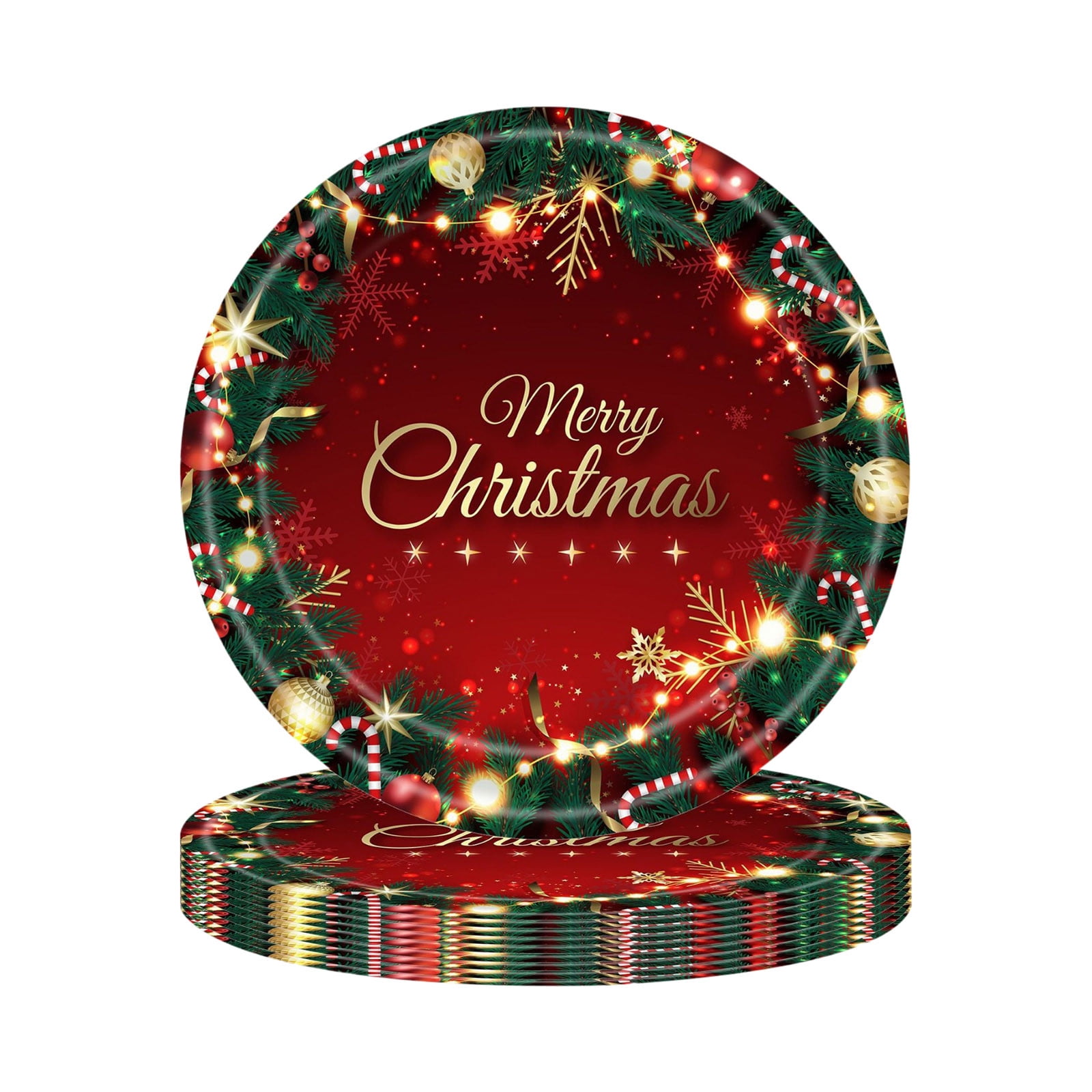 XIAOLE 32pcs Christmas Party Supplies Paper Plates Red And Green ...