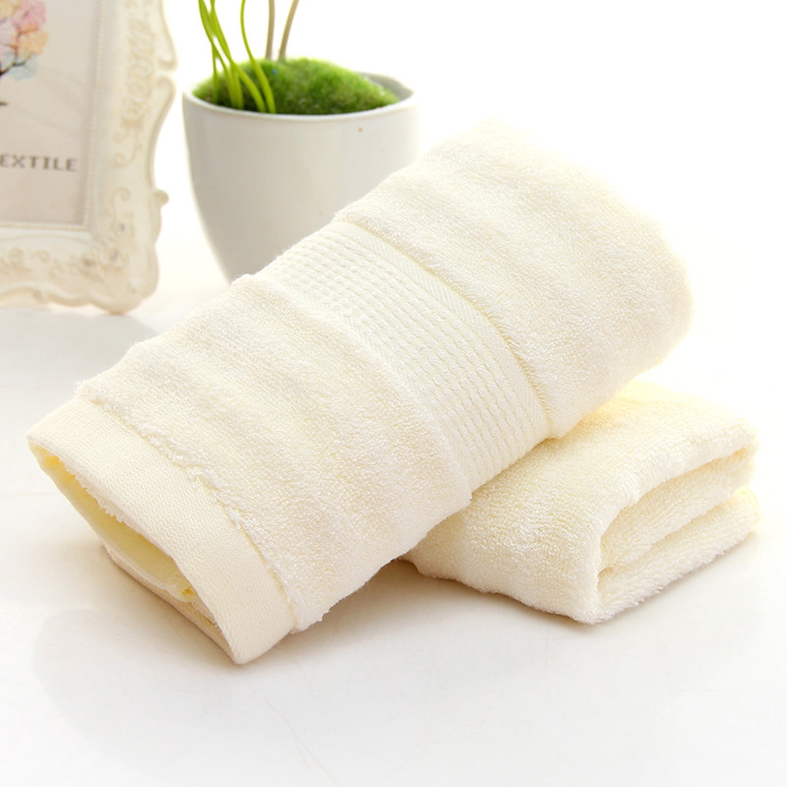 XIAOLE Beige Bath Towels With Wavy Stripes Cotton Bath Towel Set For ...