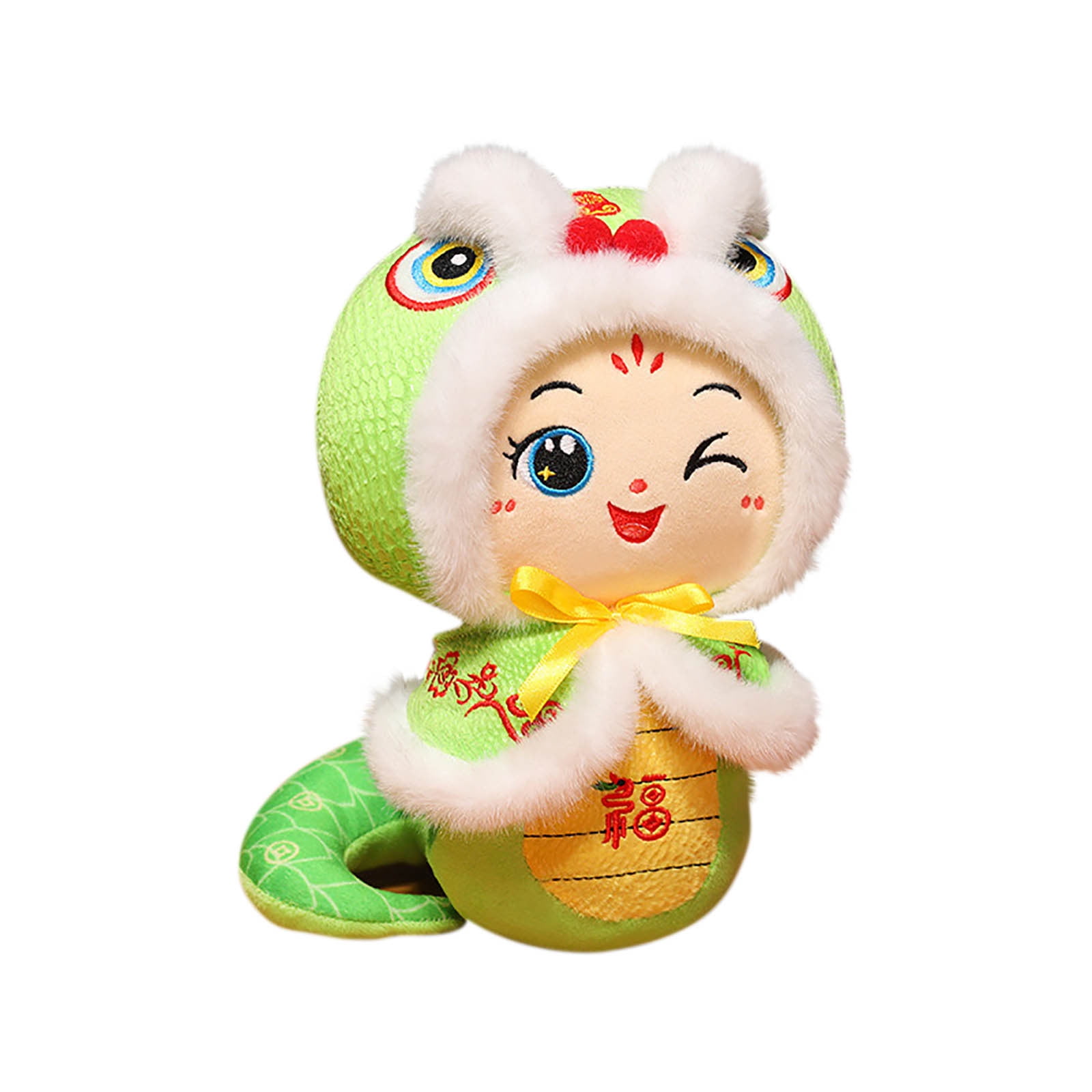 XIAOLE Cute Yellow Fortune Snake Doll 2025 Snake Year Mascot Zodiac Doll Plush Doll New Year ...
