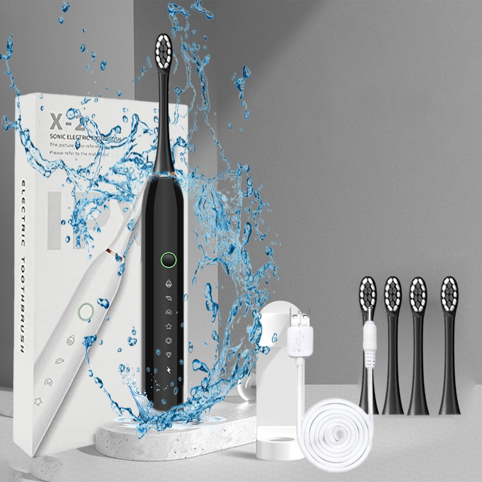 XIAOLE Electric Toothbrush Electric Toothbrush With 4 Brush Heads Smart ...