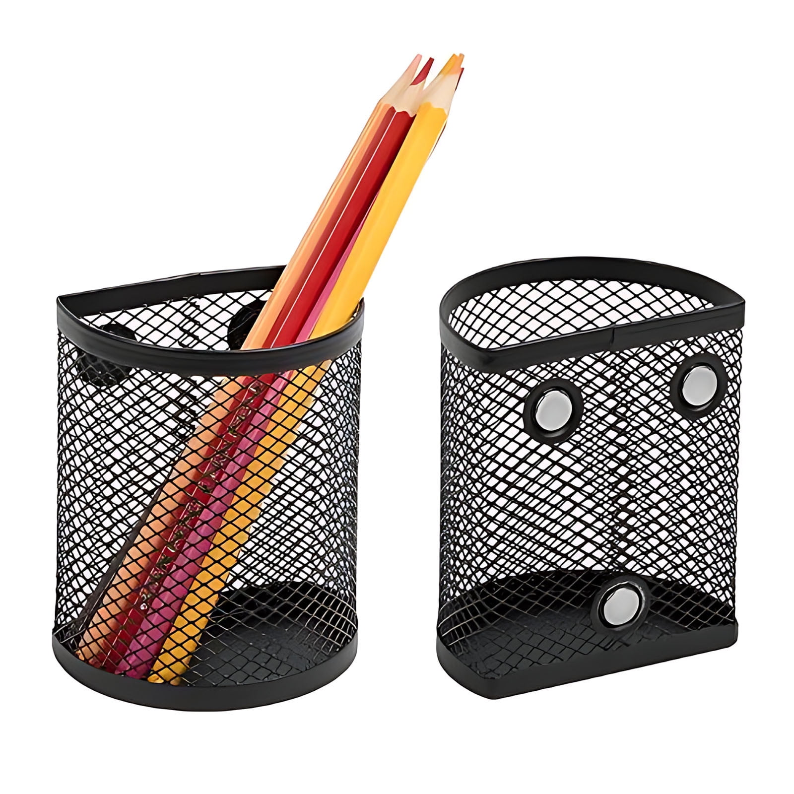XIAOLE Magnetic Pencil Holder, Mesh Stainless Steel Pen Basket, Extra ...