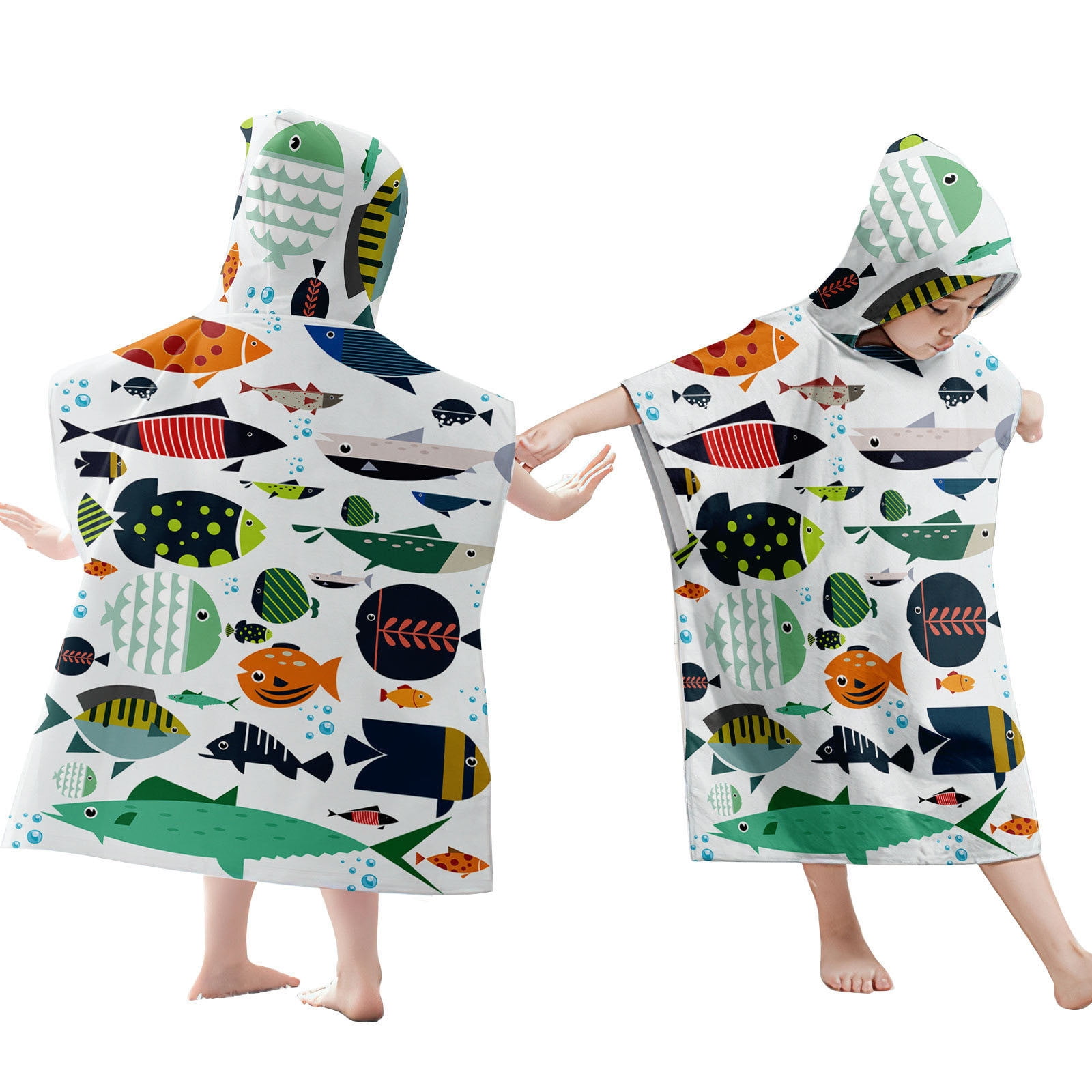 XIAOLE Poncho Towels with Hood, Cartoon Printed Teens Hooded Pool Towel ...