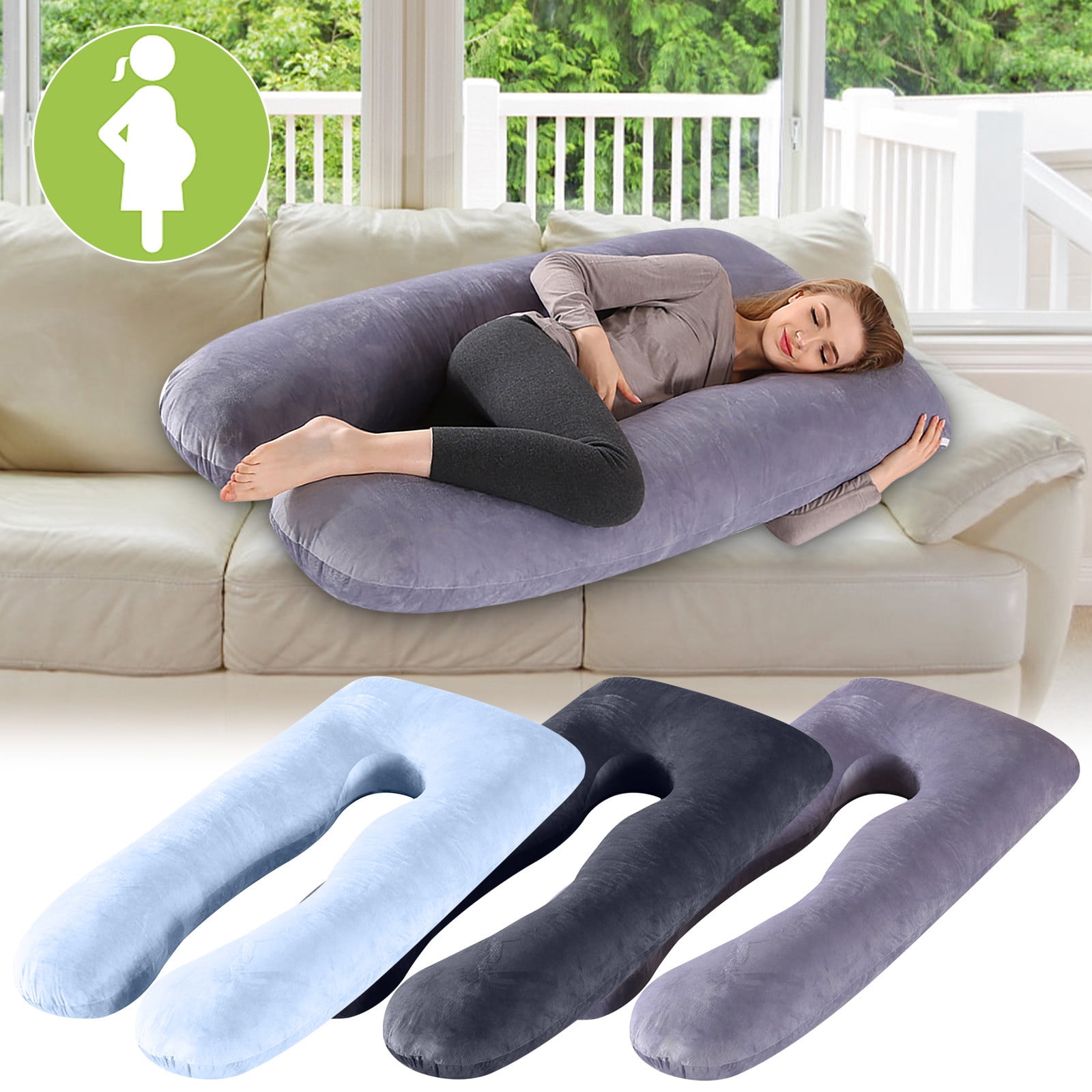 XIAOLE Pregnancy Pillows, U-Shape Full Body Pillow Solid Removable ...