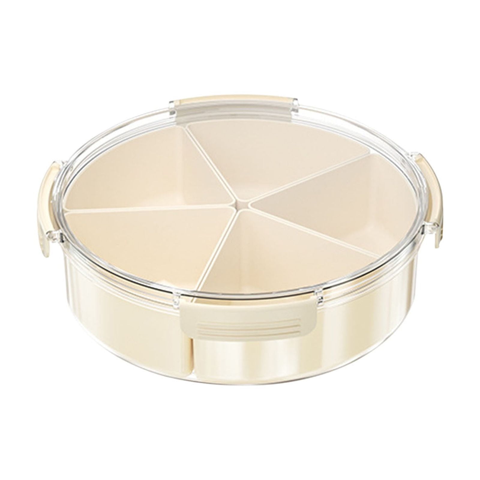 XIAOLE Round Divided Serving Tray with Lids, 5-compartment Snackle Box ...