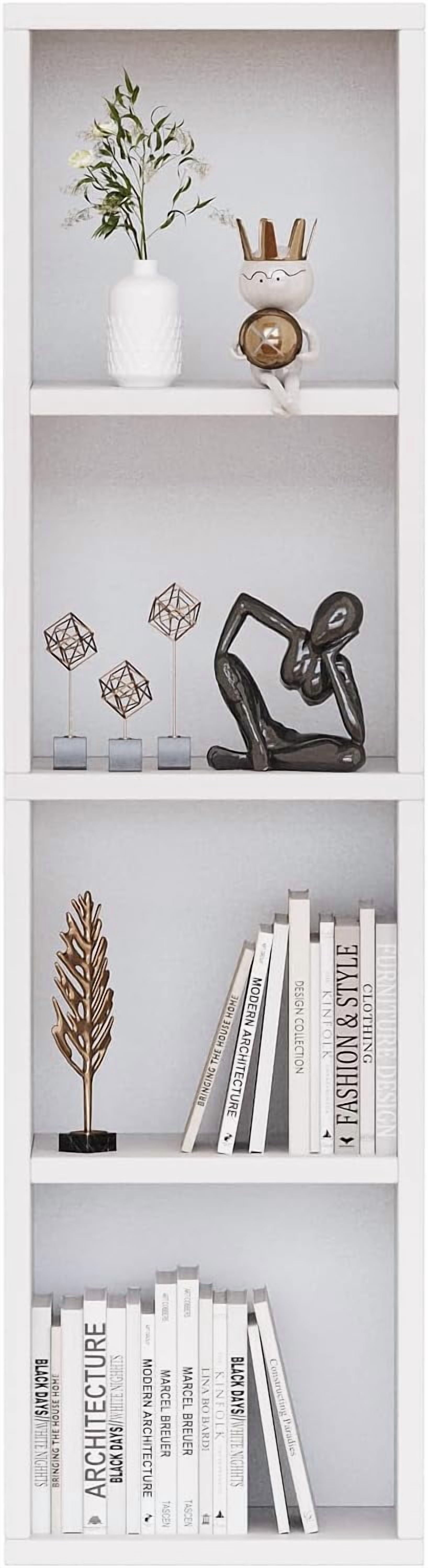 XIAOLONG 4-Shelf Narrow Bookcase Bookshelf 4-Tier Open Shelf Bookcase ...