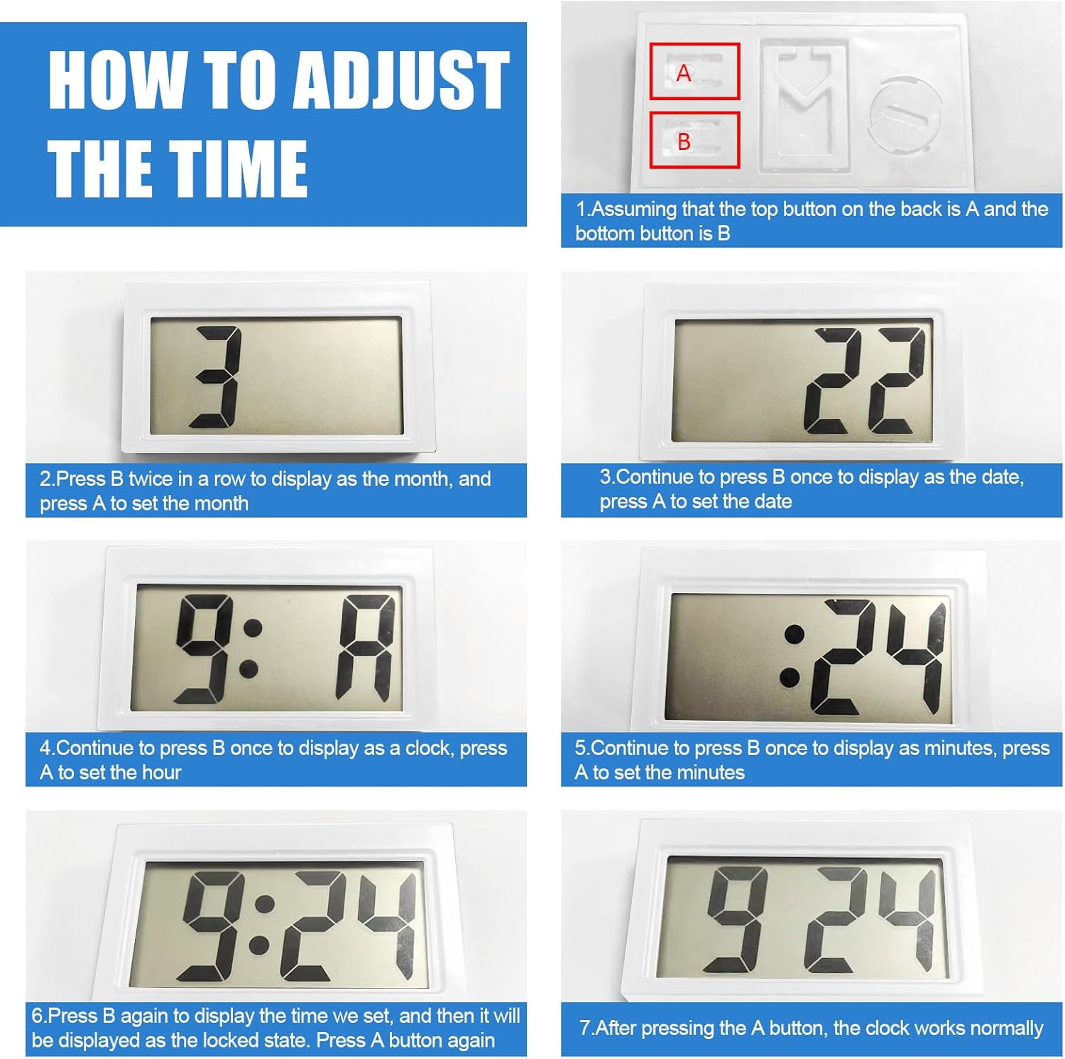 XIAOLONG Car Dashboard Digital Clock - with Jumbo LCD Time & Day ...