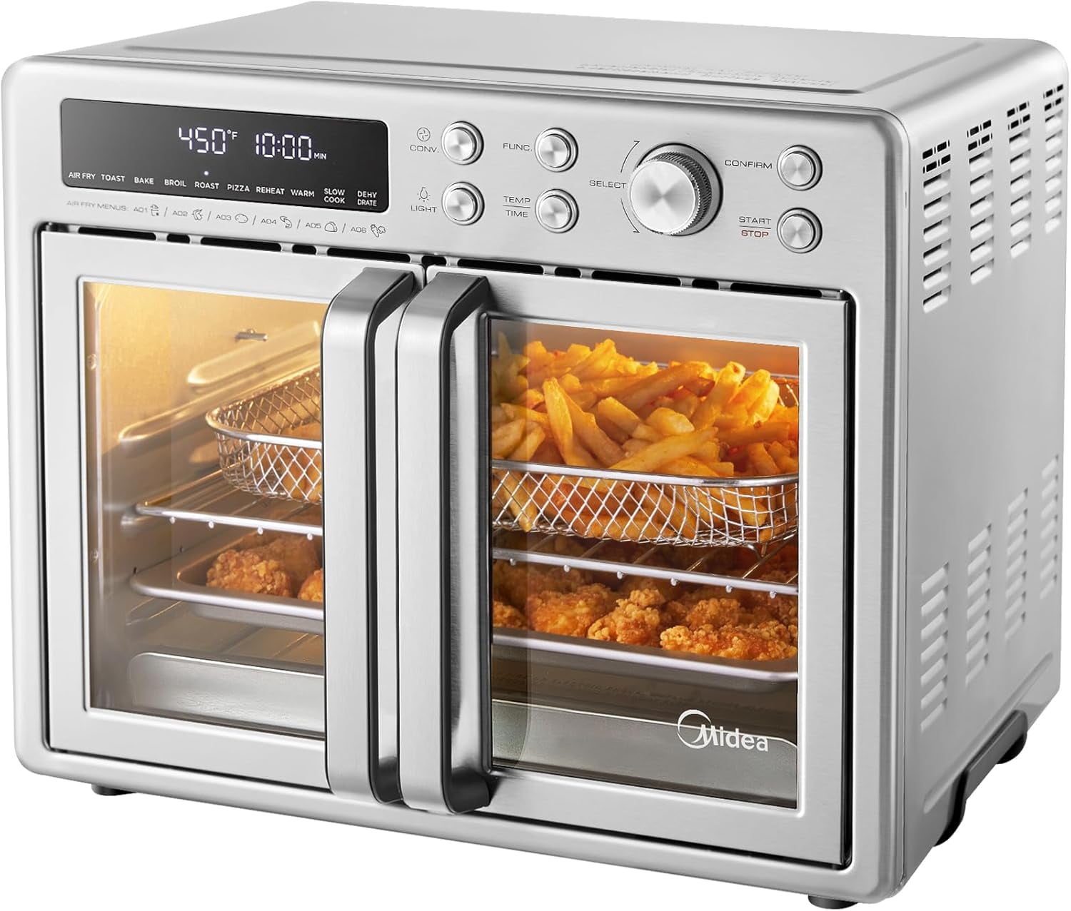 XIAOLONG Flexify French Door Toaster Oven Air Fryer Combo 26.4 QT Extra Large Air Fryer ...