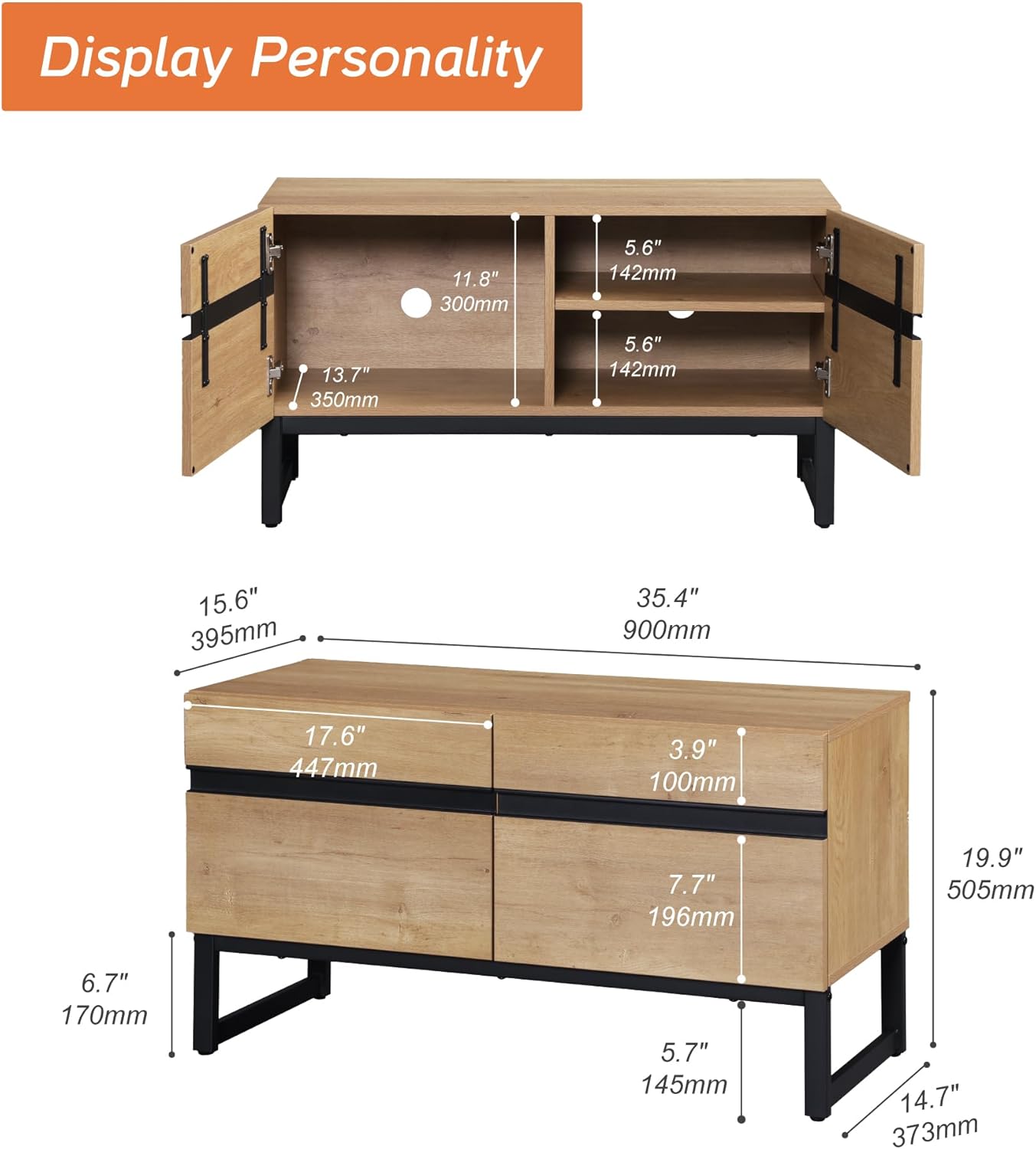 XIAOLONG Modern TV Stand for TVs up to 50 inch, TV Entertainment Center ...