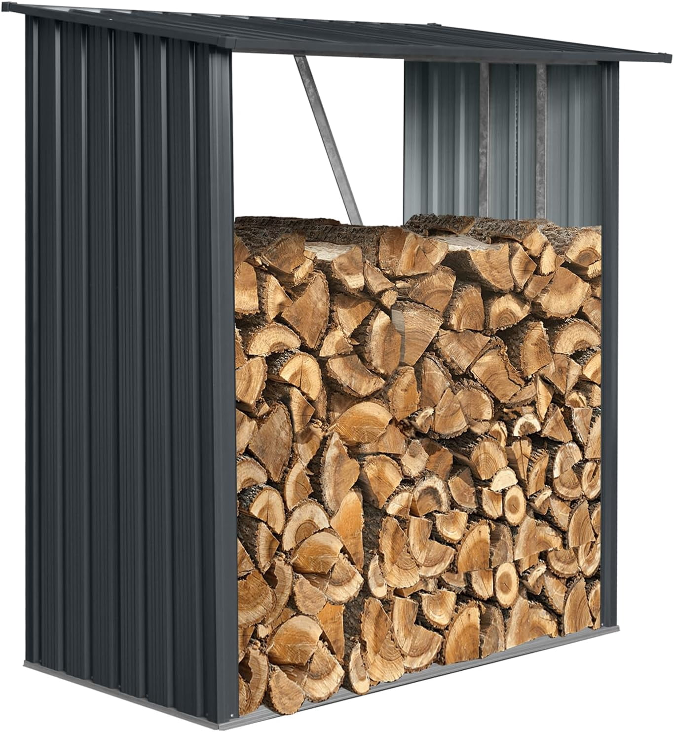 XIAOLONG Outdoor Steel Firewood Rack, 3ft x 5ft Weather Resistant Open ...