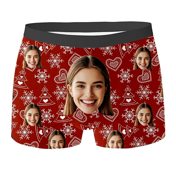 XIAONU Custom Mens Boxer Briefs Personalized Face Heart Pattern Trunks ...