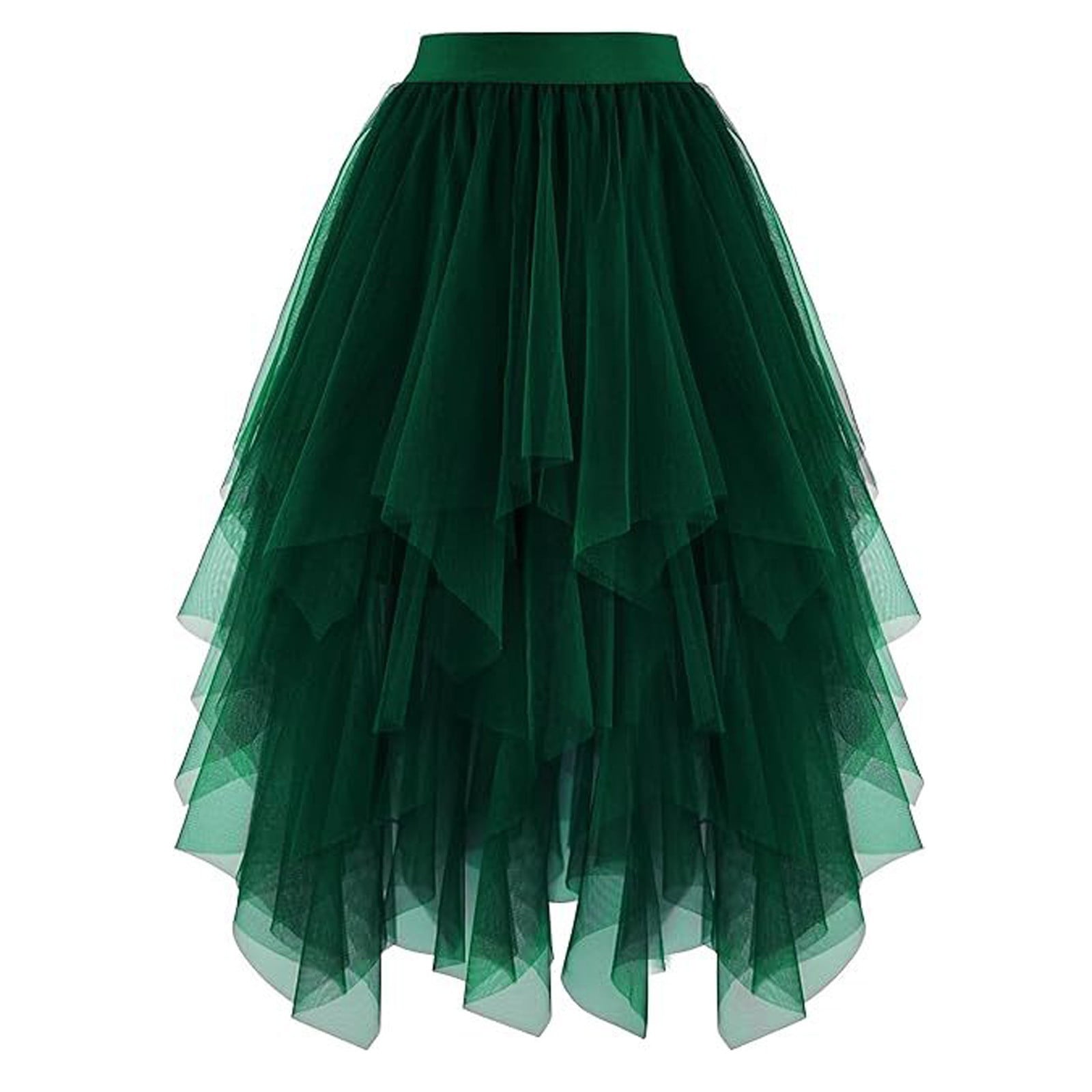 XIAONU Layered Tulle Skirt For Women Asymmetrical Ruffled Midi Skirt ...