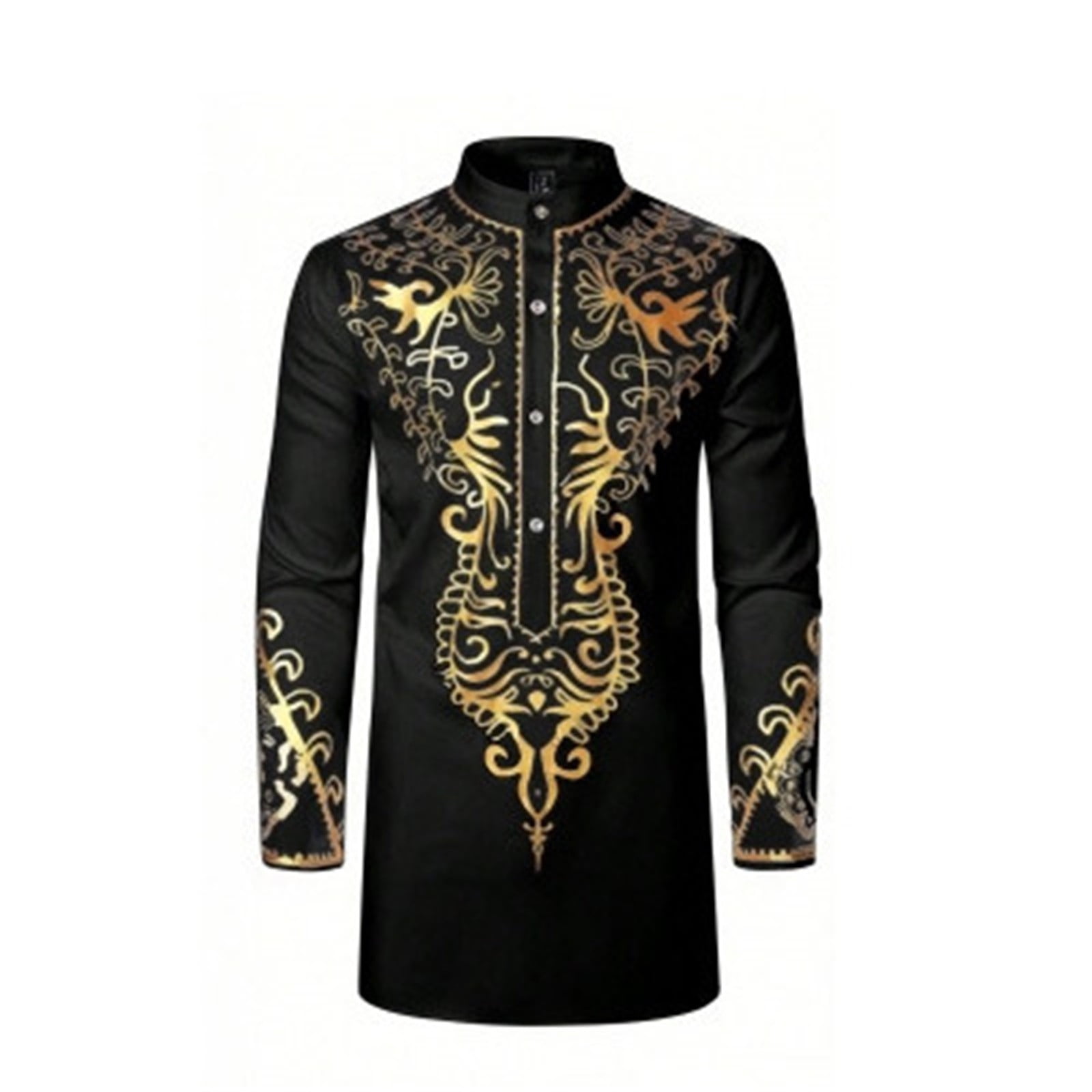 XIAONU Men Luxury Embroidery African Dashiki Shirt Mandarin Collar ...