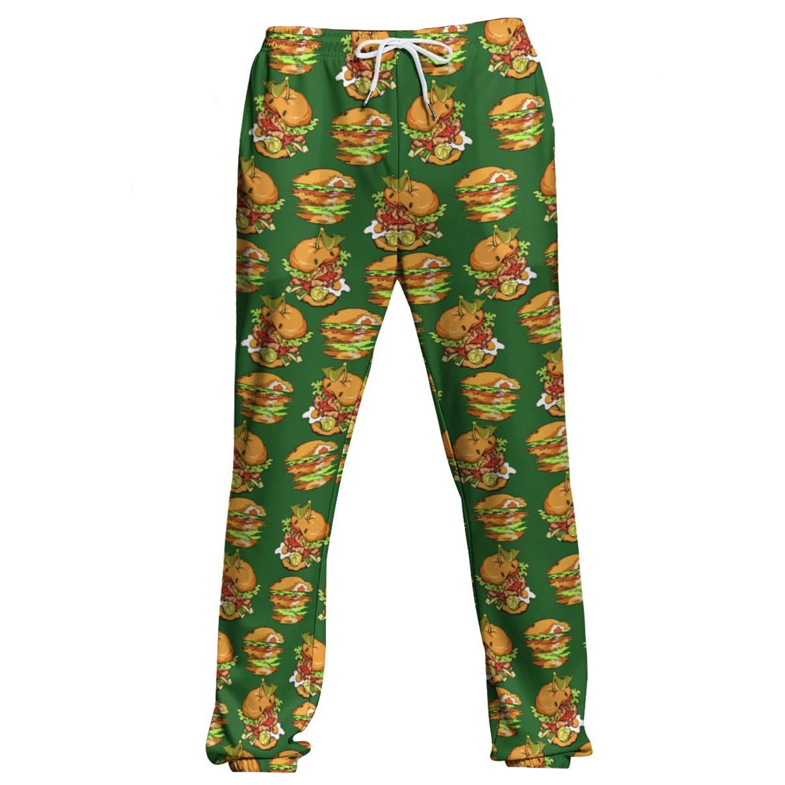 XIAONU Men's Cartoon Burger Print Lounge Pants Men's Cartoon Burger ...