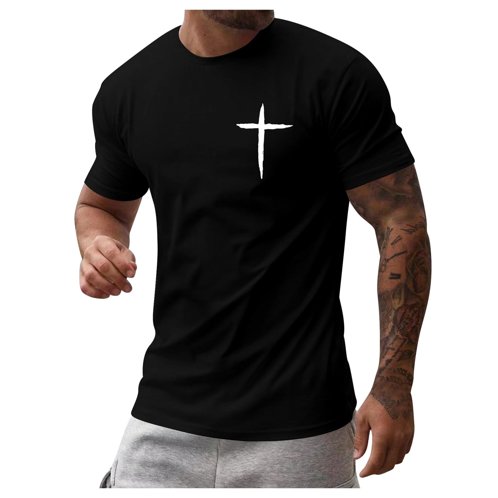 XIAONU Men's Christian Cross Graphic T-Shirt Regular Fit Short Sleeve ...