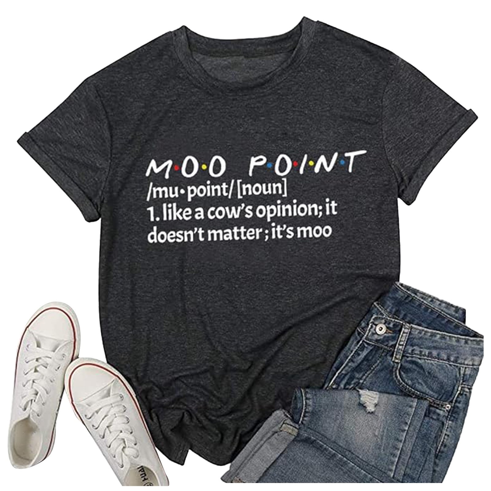 XIAONU Men's Classic Crew Neck Tee Short Sleeve Moo Point Definition ...