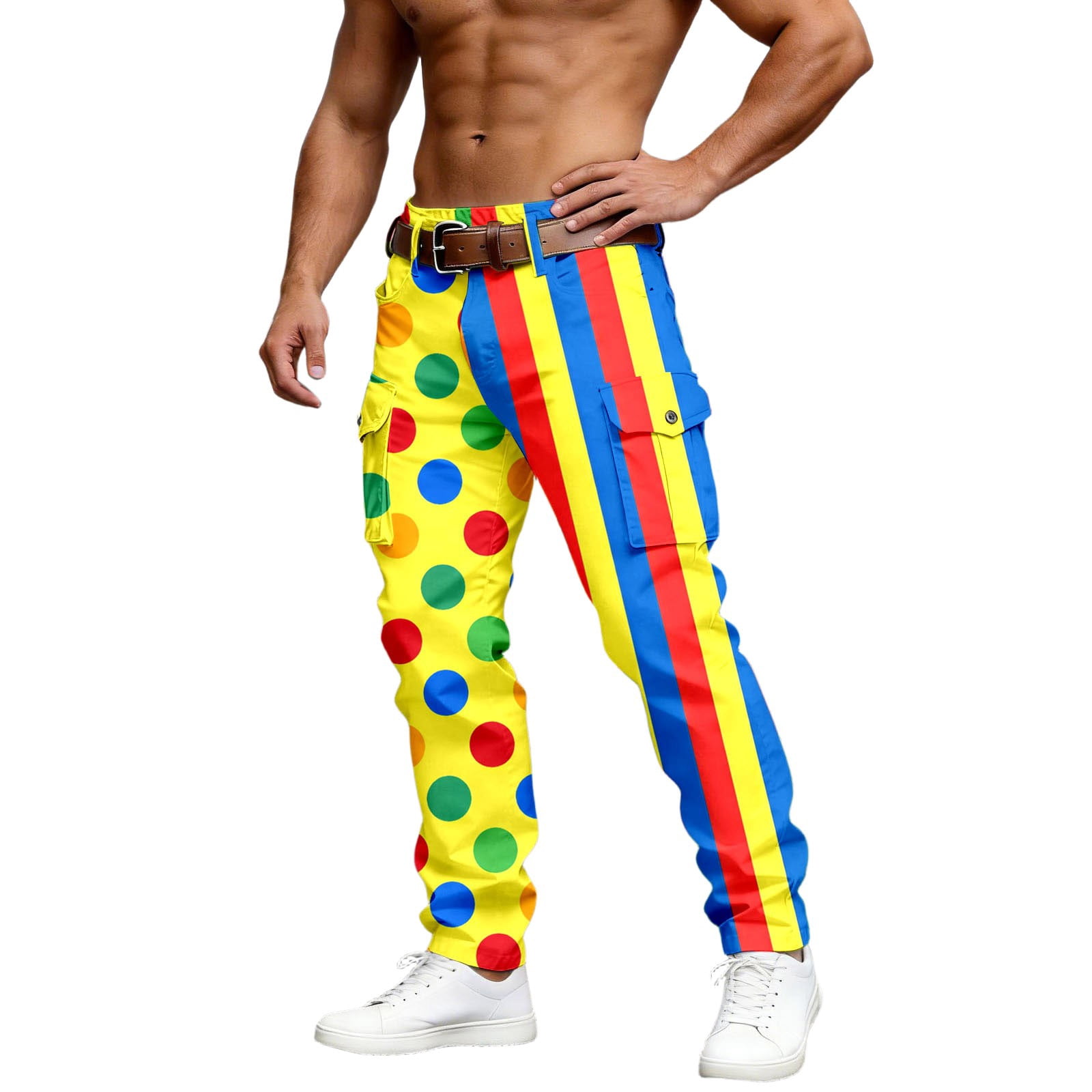 XIAONU Men's Clown Print Cargo Pants Relaxed Fit Full Length Adjustable ...
