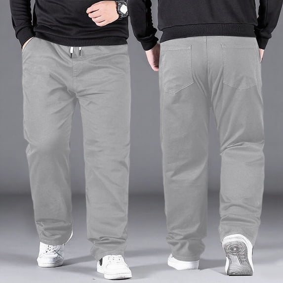 XIAONU Men's Drawstring Waist Straight Leg Pants Relaxed Fit Casual ...
