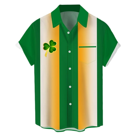 XIAONU Men's Leprechaun St. Patrick's Day Shirt Short Sleeve Contrast ...