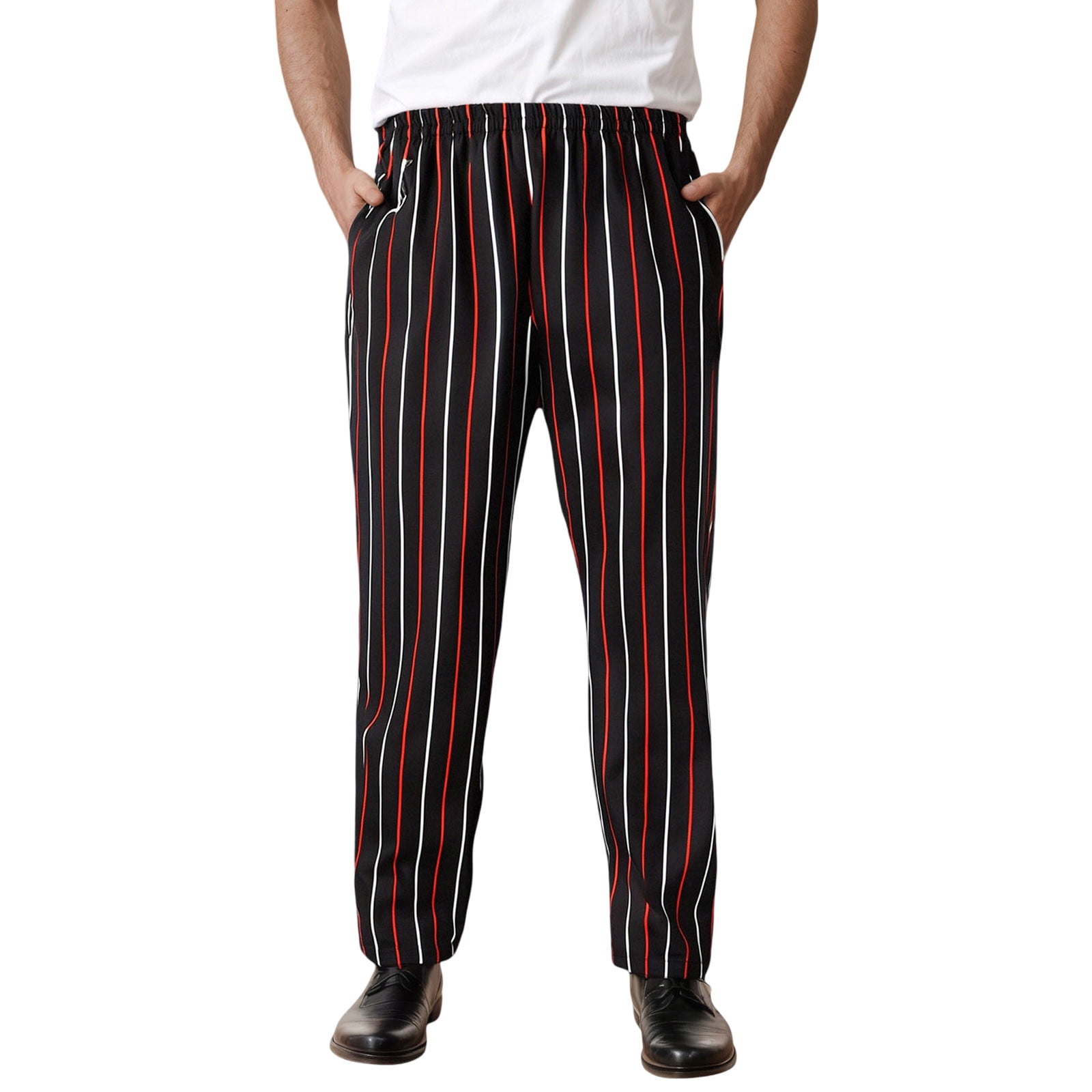 XIAONU Men's Loose Fit Casual Trousers with Stripe Print Design for ...