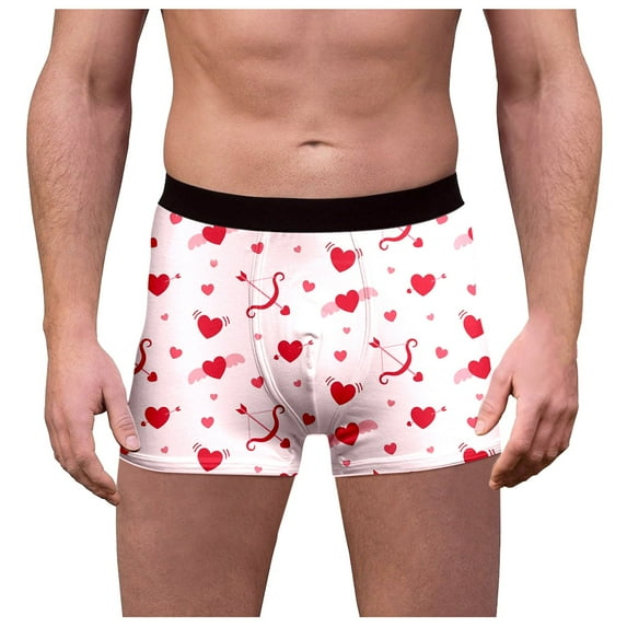XIAONU Mens Boxer Briefs Cupid Heart-Pattern Stylish Underwear Soft ...
