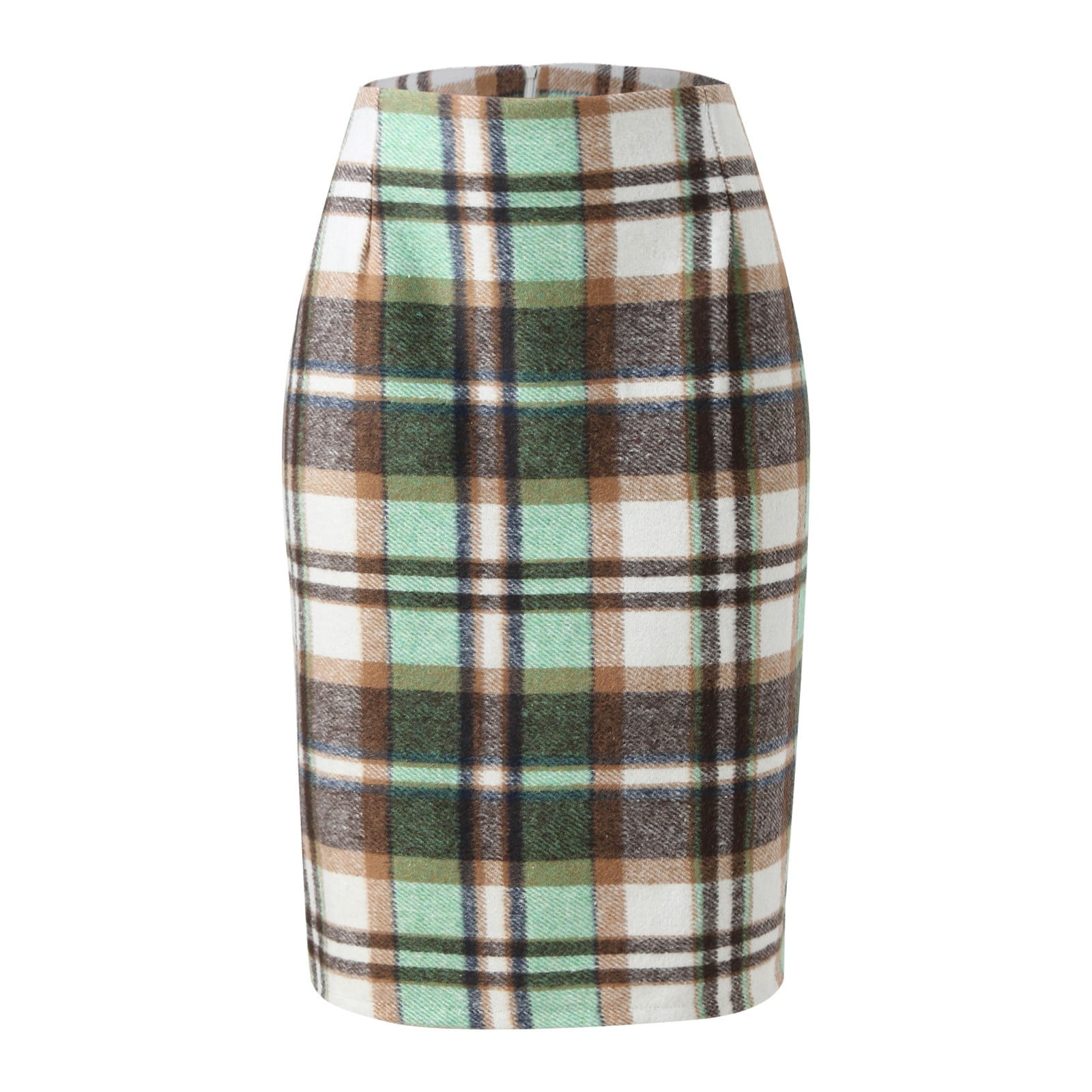 XIAONU Plaid Midi Pencil Skirt For Women High Waist Slim Fit Skirts ...