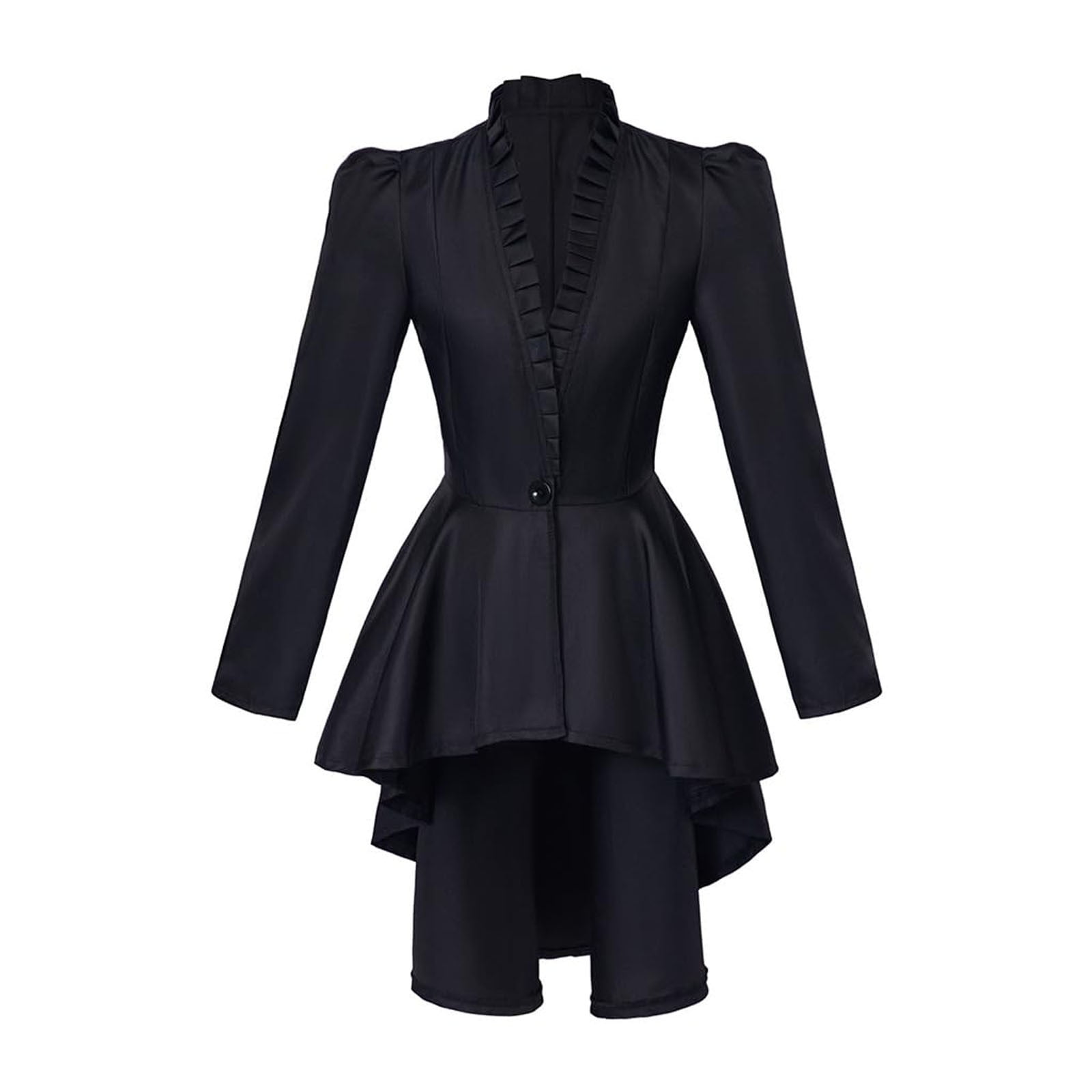 XIAONU Women Gothic Tailcoat Set Ruffled High Low Peplum Blazer Shorts ...
