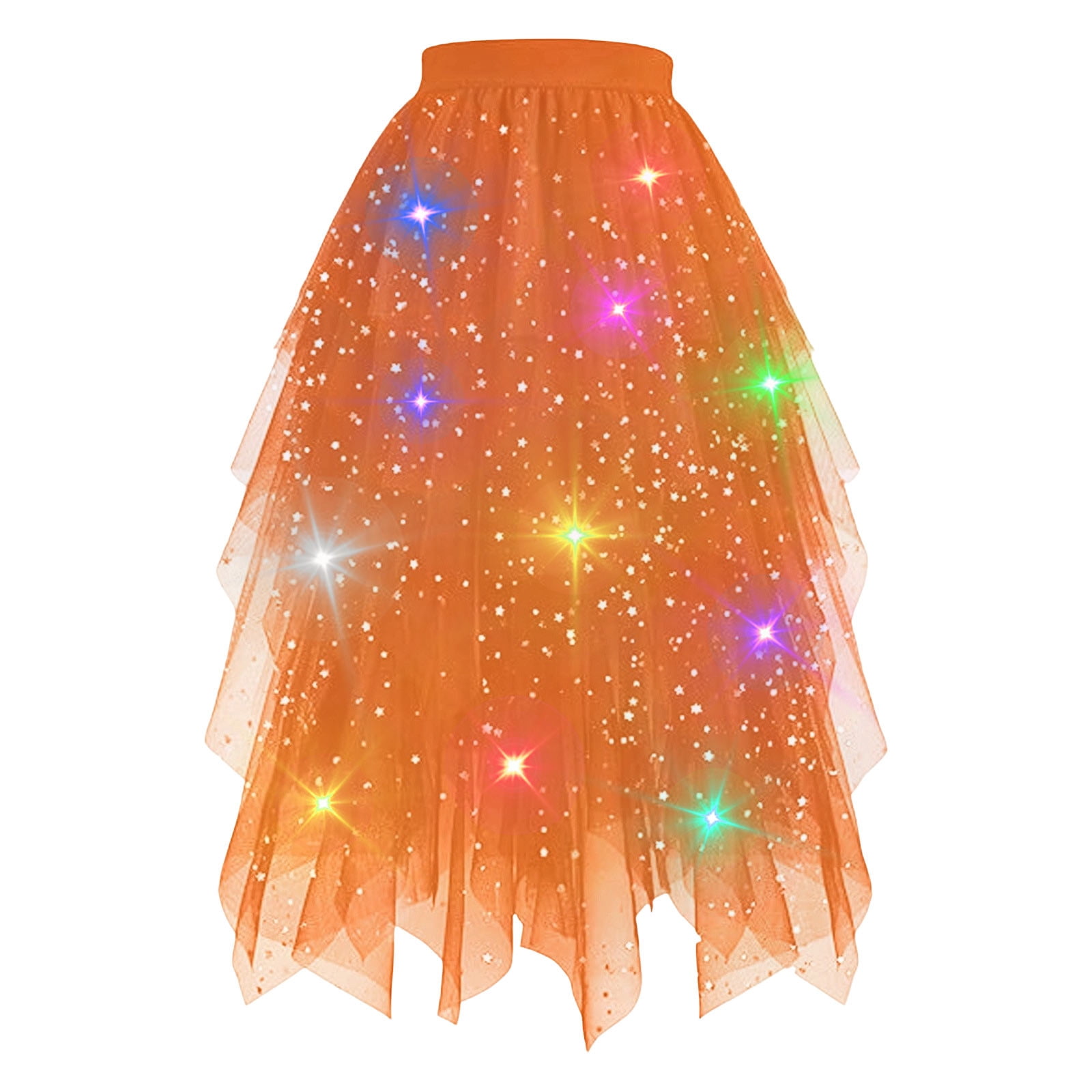 XIAONU Women's LED Star Light Up Midi Skirt Elastic Waist Layered Tulle ...