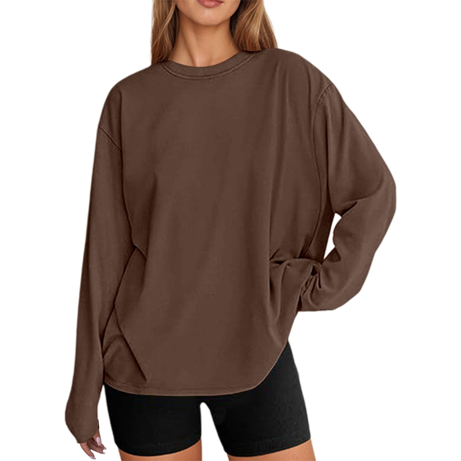 XIAONU Women's Side-Twist Crew Neck T-Shirt Relaxed-Fit Casual Daily ...