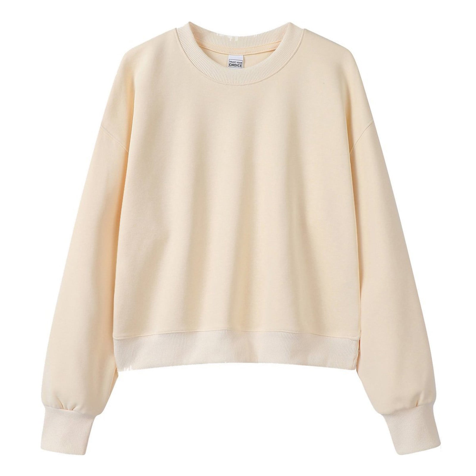 XIAONU Womens Sweatshirt Long Sleeve Crew Neck Ribbed Sweatshirt Trendy ...