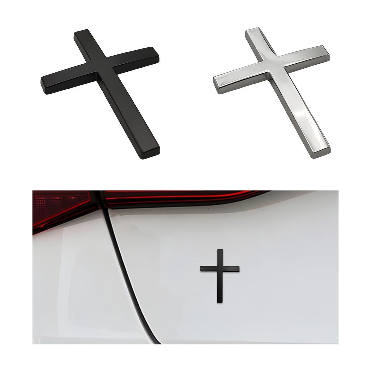 XIAOW 4 PCS Metal Jesus Christ Cross Badge Stickers, Alloy 3D ...