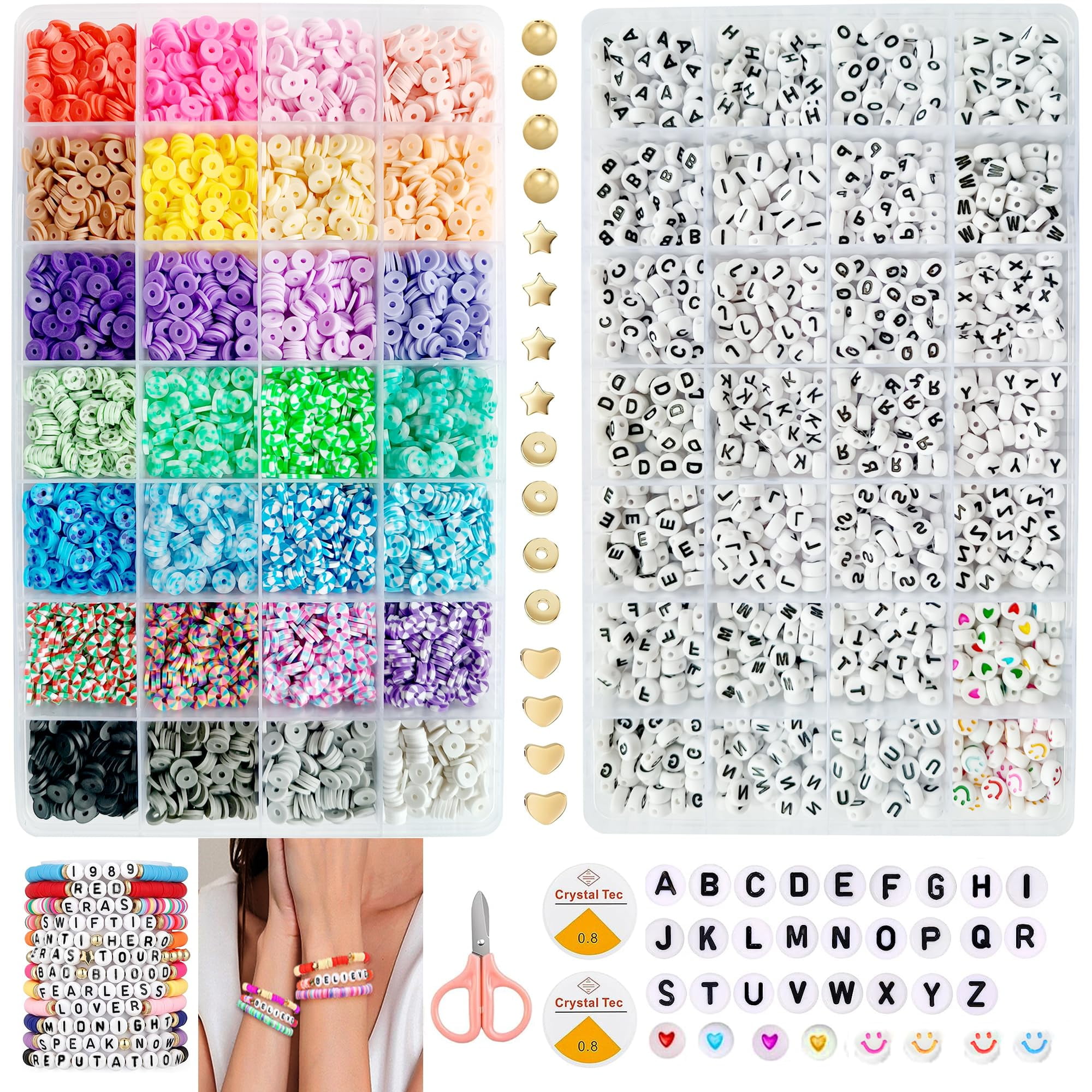 XIAOZIWEI Clay Beads & Letter Beads for Friendship Bracelet Making Kit ...