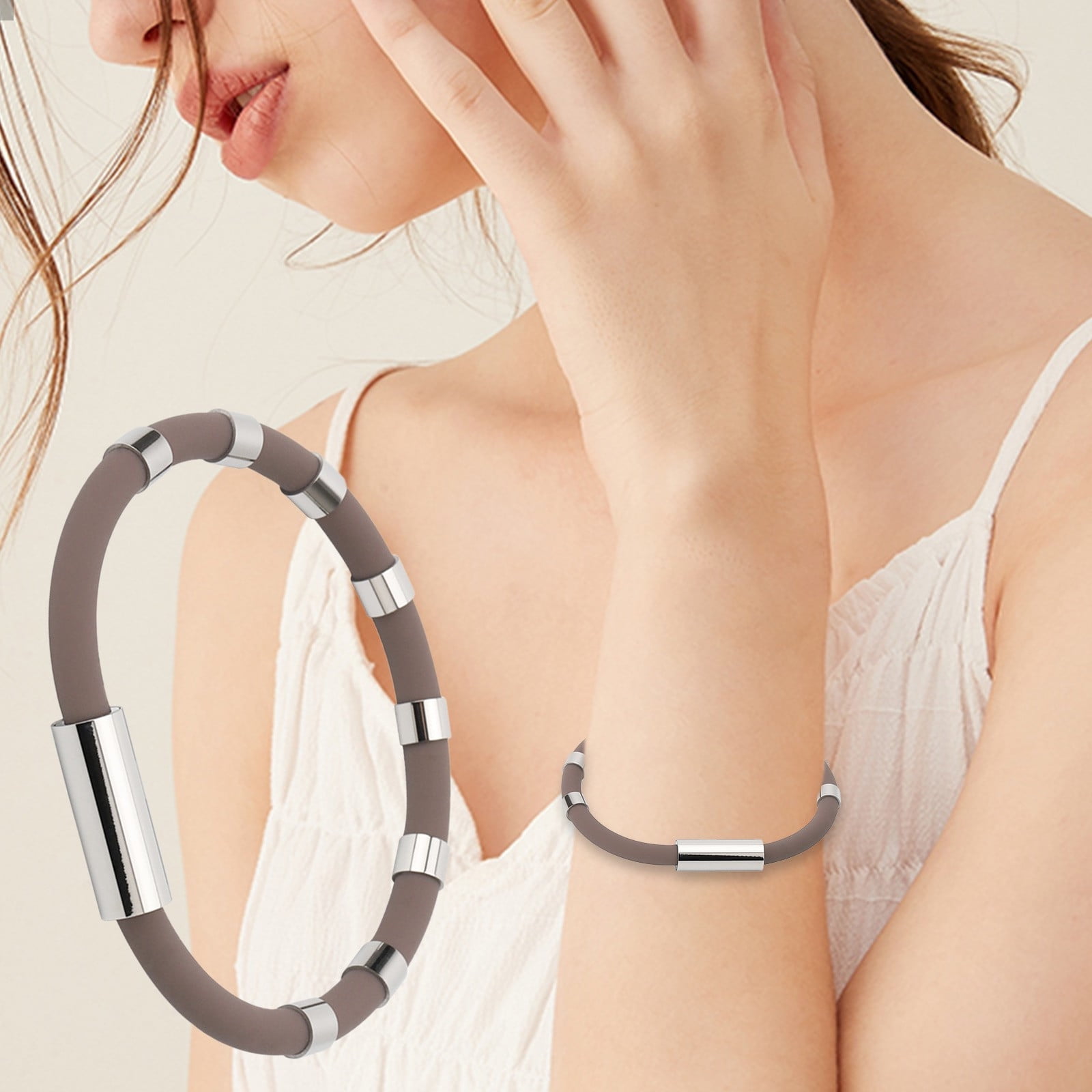 XIAQUJ Antistatic Bracelet Waterproof Sport Bracelet Antistatic Silicone Bracelet with 8 Loops ...