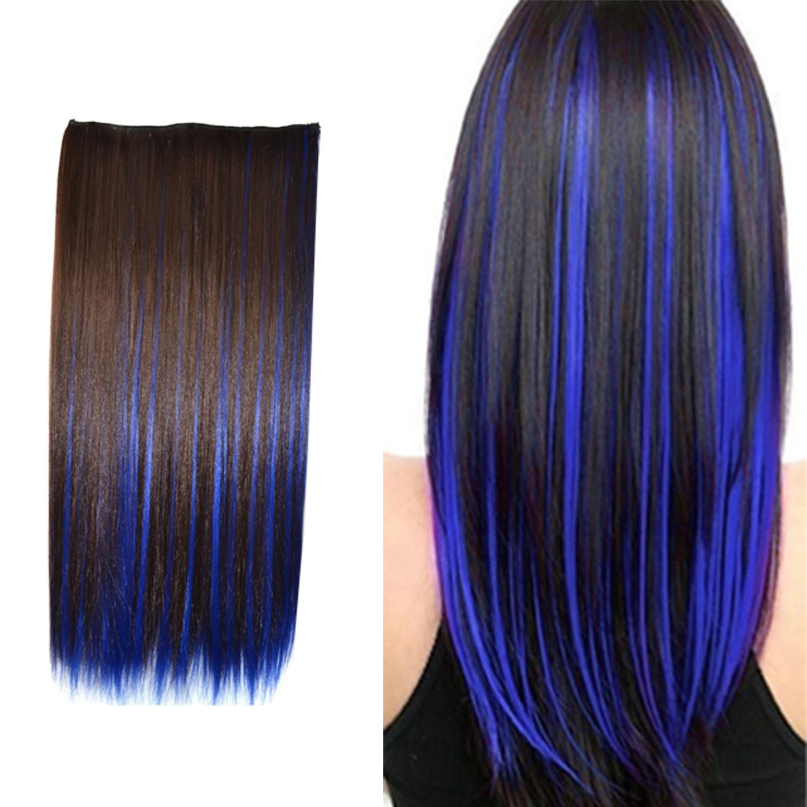 XIAQUJ Color Highlights Five Clip Hair Extensions Straight Hair Wig ...