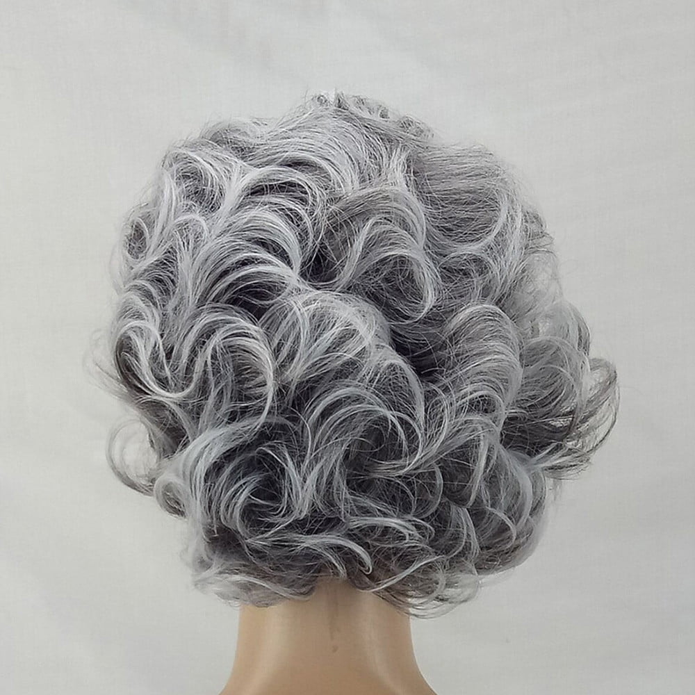 XIAQUJ Grey Woman Natural Party Wig Short Full Curly Hair Fashion ...