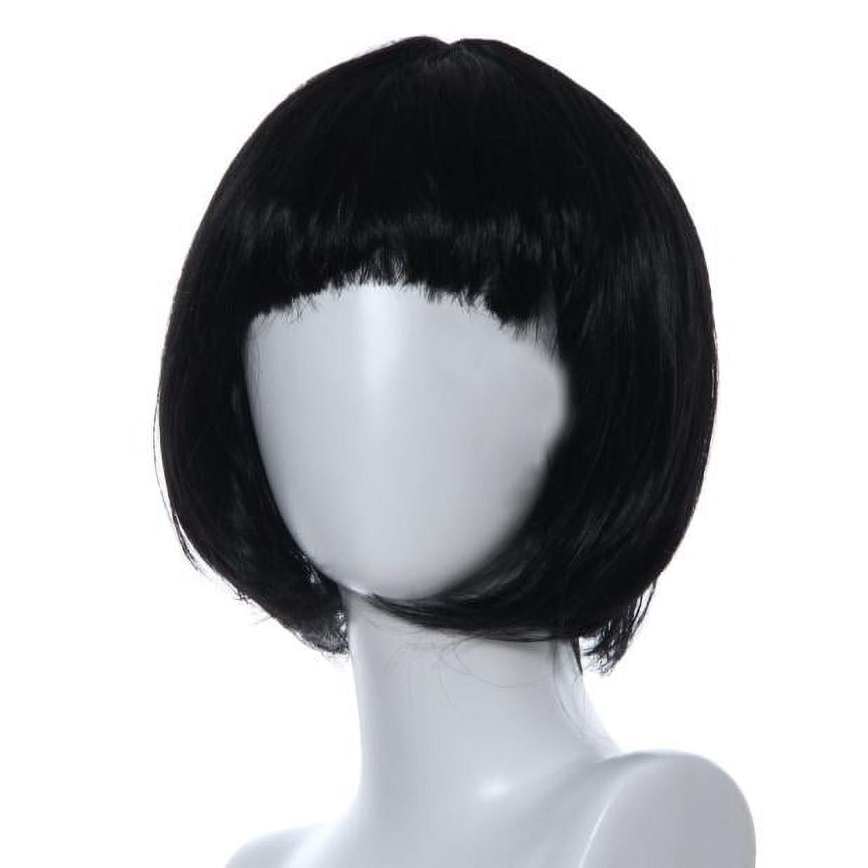 XIAQUJ Masquerade Small Roll Bang Short Straight Hair Wig BK Wigs for ...