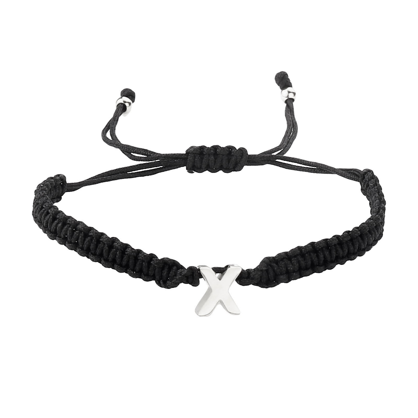 XIAQUJ Personalized 26 in itial Bracelet Stainless Steel Silver Plated ...