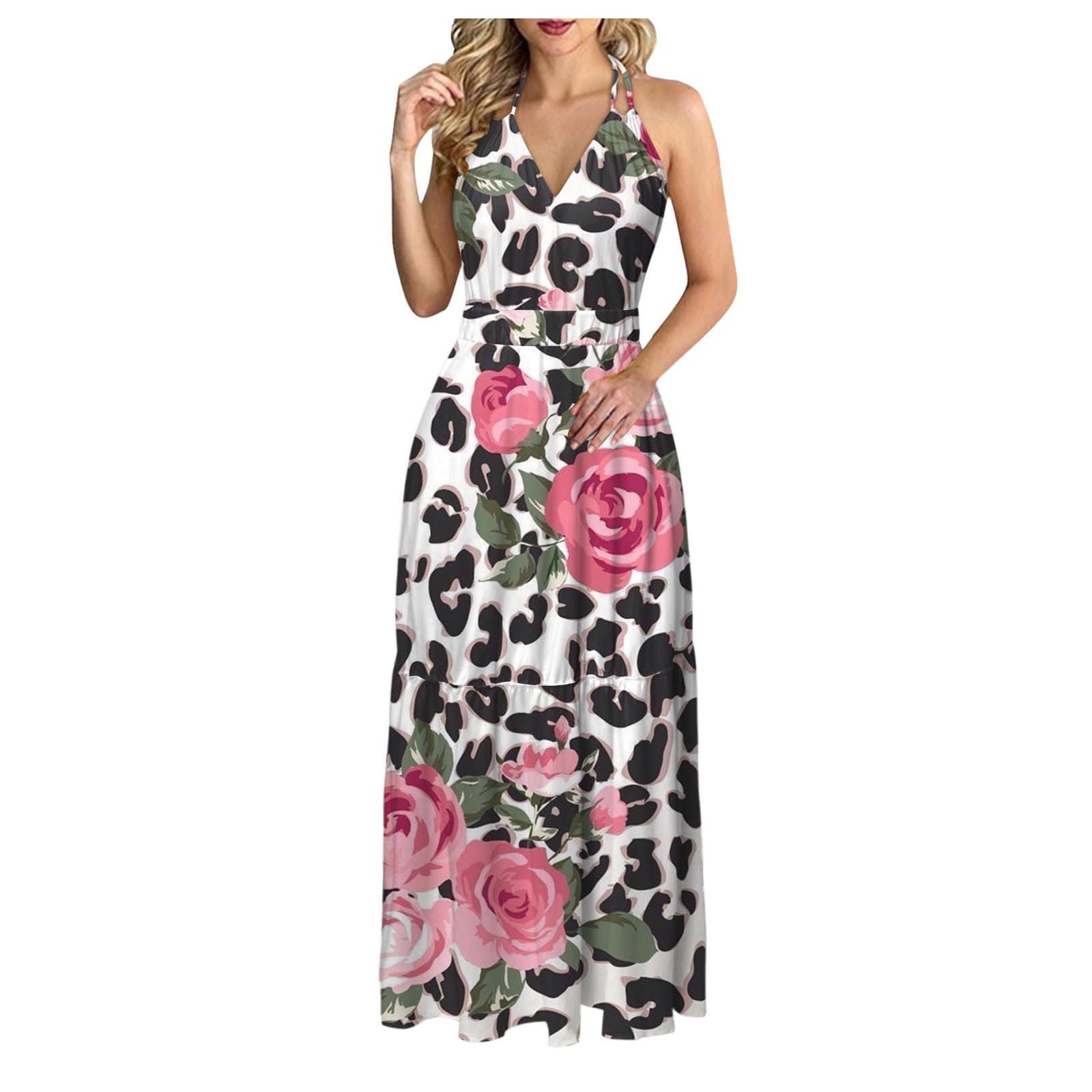 Xiaquj Women Dresses Summer Sleeveless Maxi Dress Casual Tiered Flowy Beach Long Dress Summer