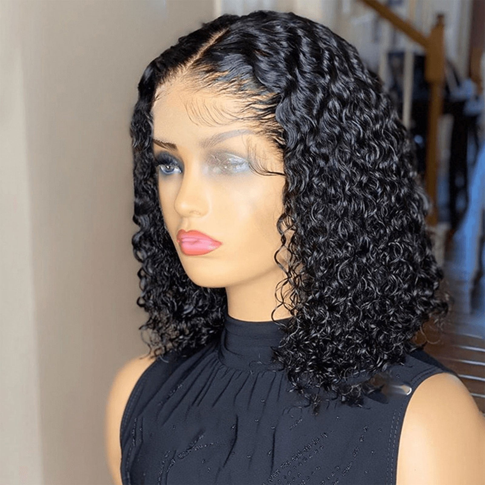 XIAQUJ Women's Short Curly Hair Mixed with Golden Headband Suitable for ...
