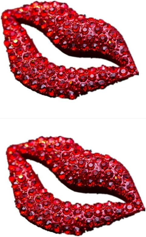 XIATIAN 2 Pcs Classic Sexy Red Lips Kiss Mouth Rhinestone Crystal ...