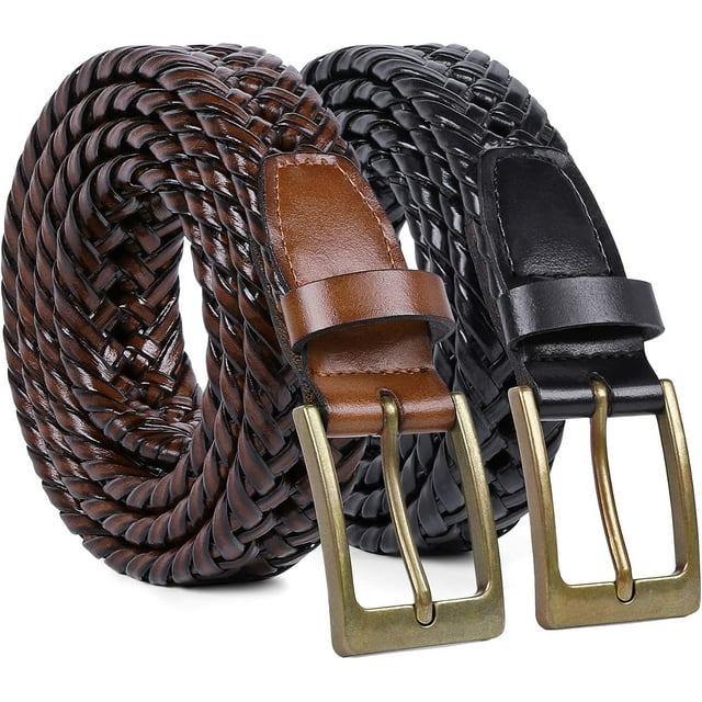 XIATIAN Men's Braided Leather Belt, Braided Woven Belt for Men Casual ...