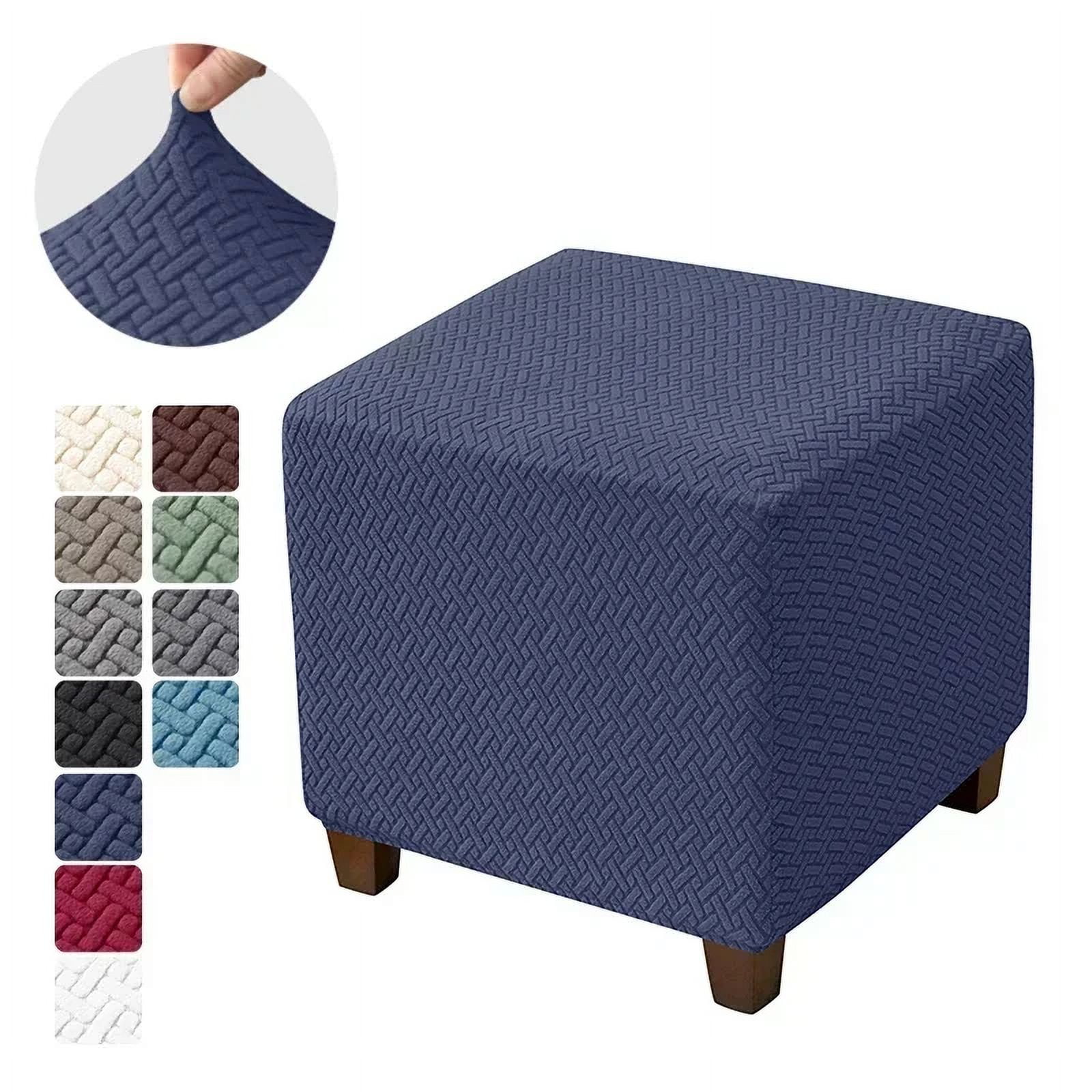 XIATIAN Square Jacquard Ottoman Stool Cover Elastic All-inclusive ...