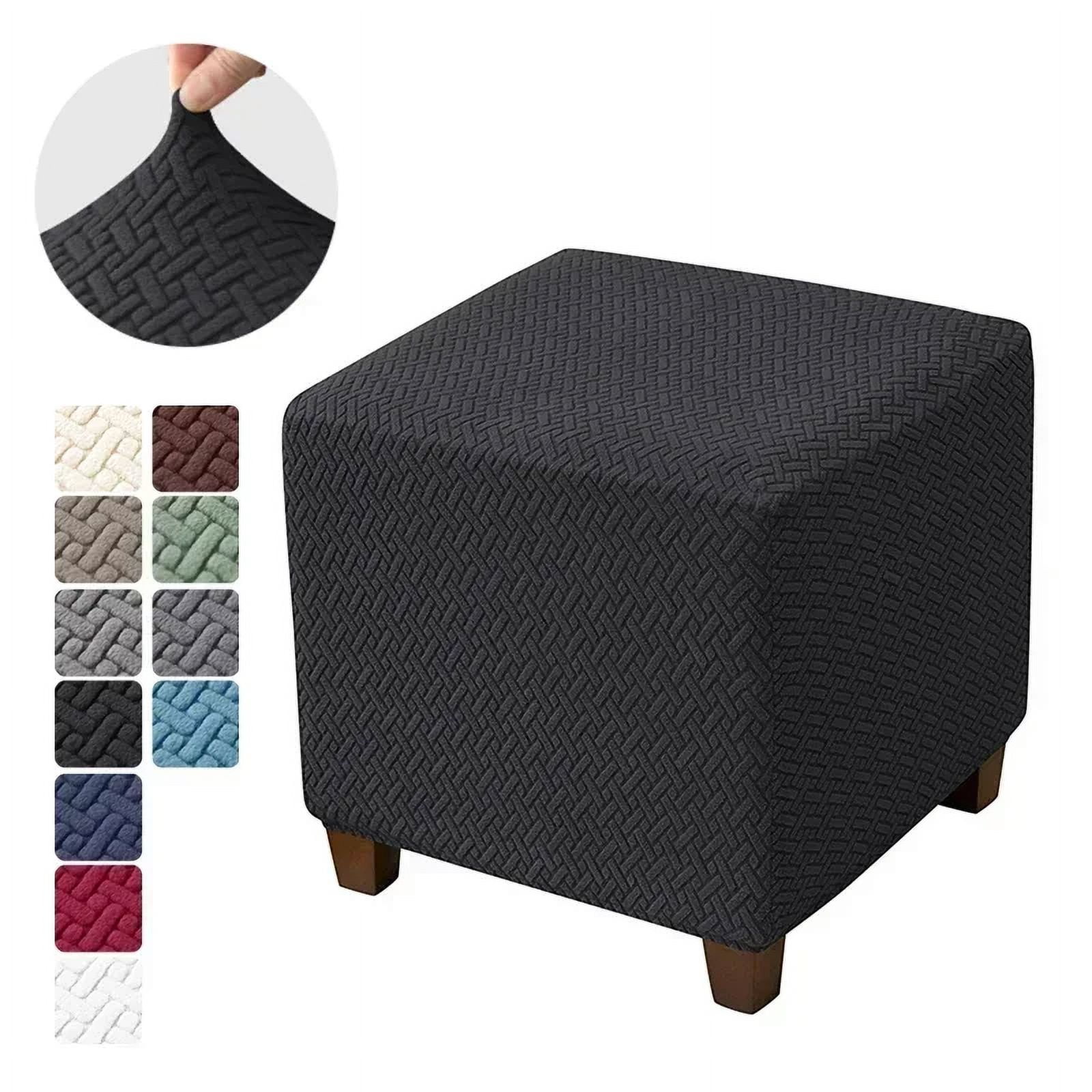 XIATIAN Square Jacquard Ottoman Stool Cover Elastic All-inclusive ...