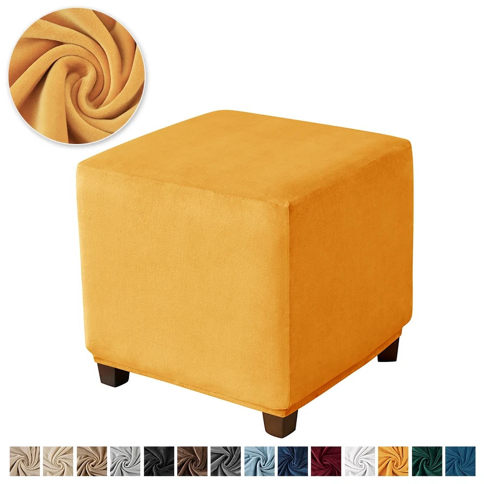 XIATIAN Velvet Elastic Ottoman Cover Square Rectangle Footstool Cover ...