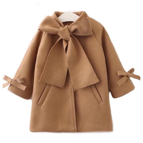 XIAXAIXU Toddler Kids Baby Girls Warm Wool Bowknot Trench Coat Overcoat Outwear Jacket - Walmart.com