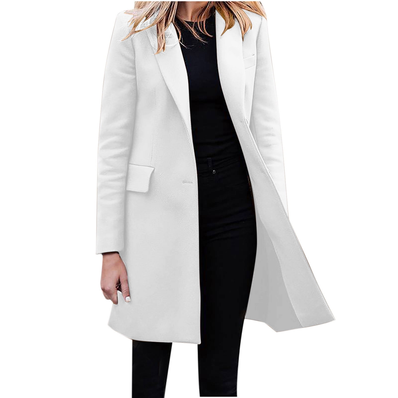 XIAfhje Longline Blazer for Women Mid-Length Elegant Slim Fit Trench ...
