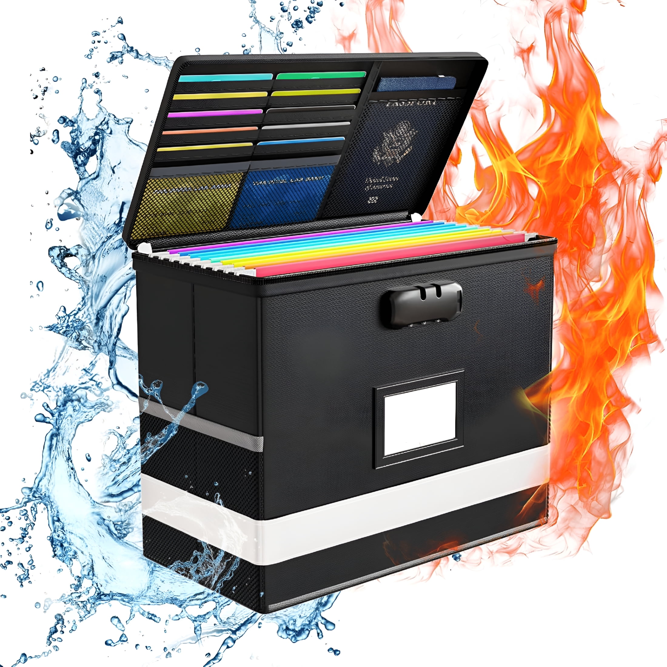 XIBUFE 1 Pack Fireproof Document Box with Lock, Portable File Safe Box ...