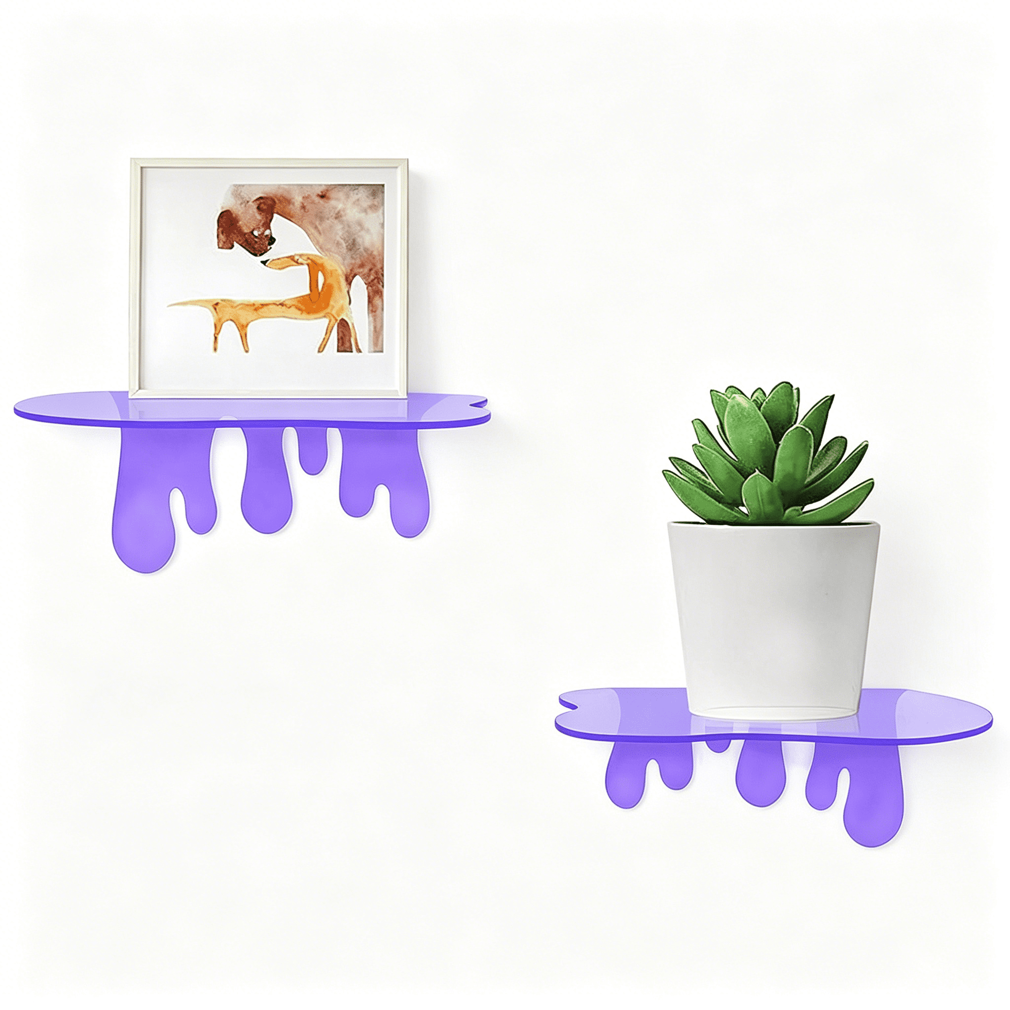 XIBUFE 2-Pack Acrylic Small Wall Shelves - 7 Inch Floating Shelf for ...
