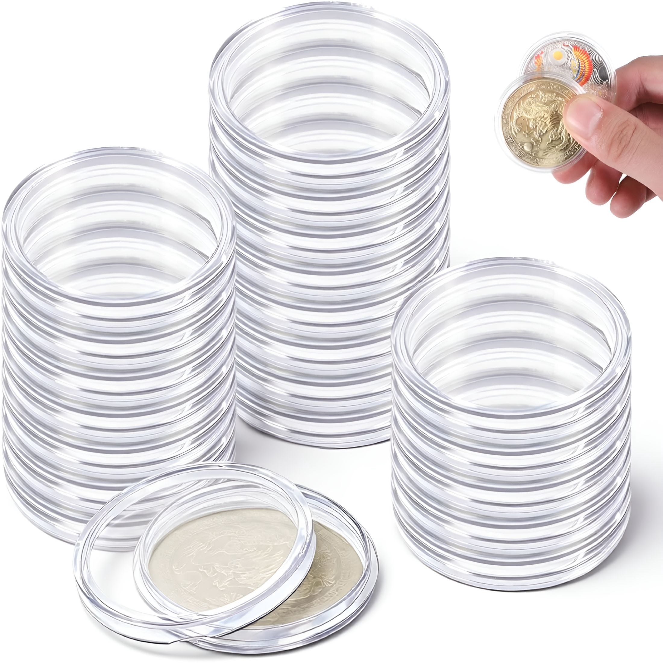 XIBUFE 20 Pack 40.6mm Acrylic Coin Holder, Coin Capsules Protect Gasket ...