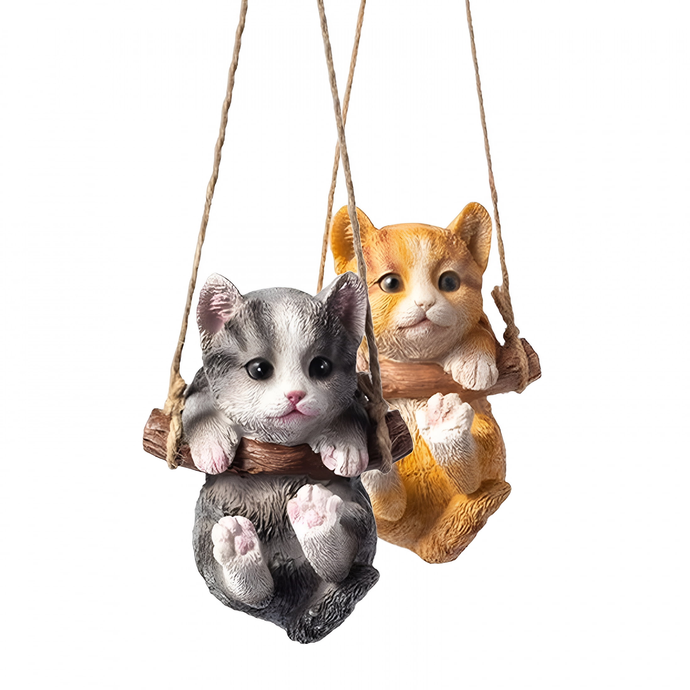 XIBUFE 2026 New 2Pcs Hanging Cat Statues Garden Decor Animal Resin ...